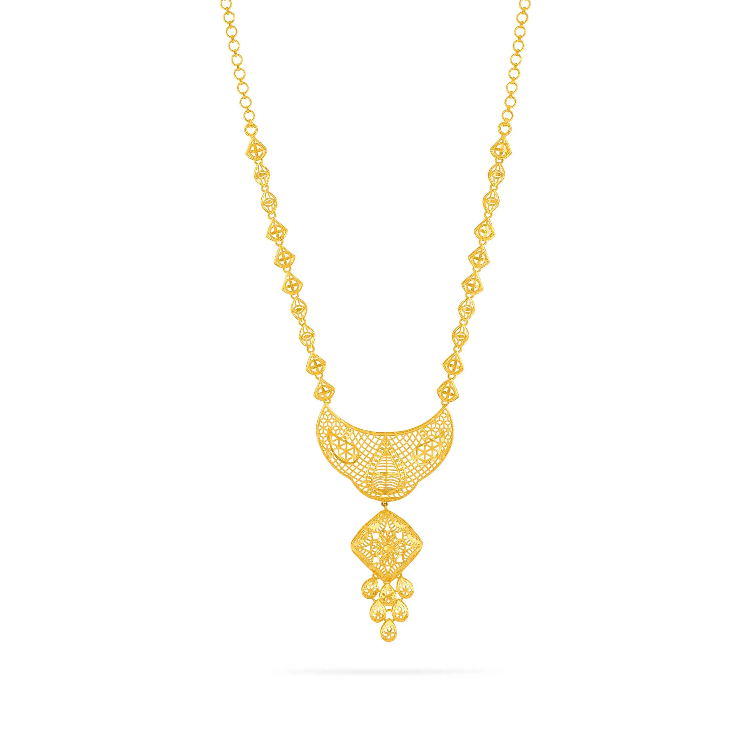 Classic Matte Finished Turkey Pattern 22KT Gold Necklace