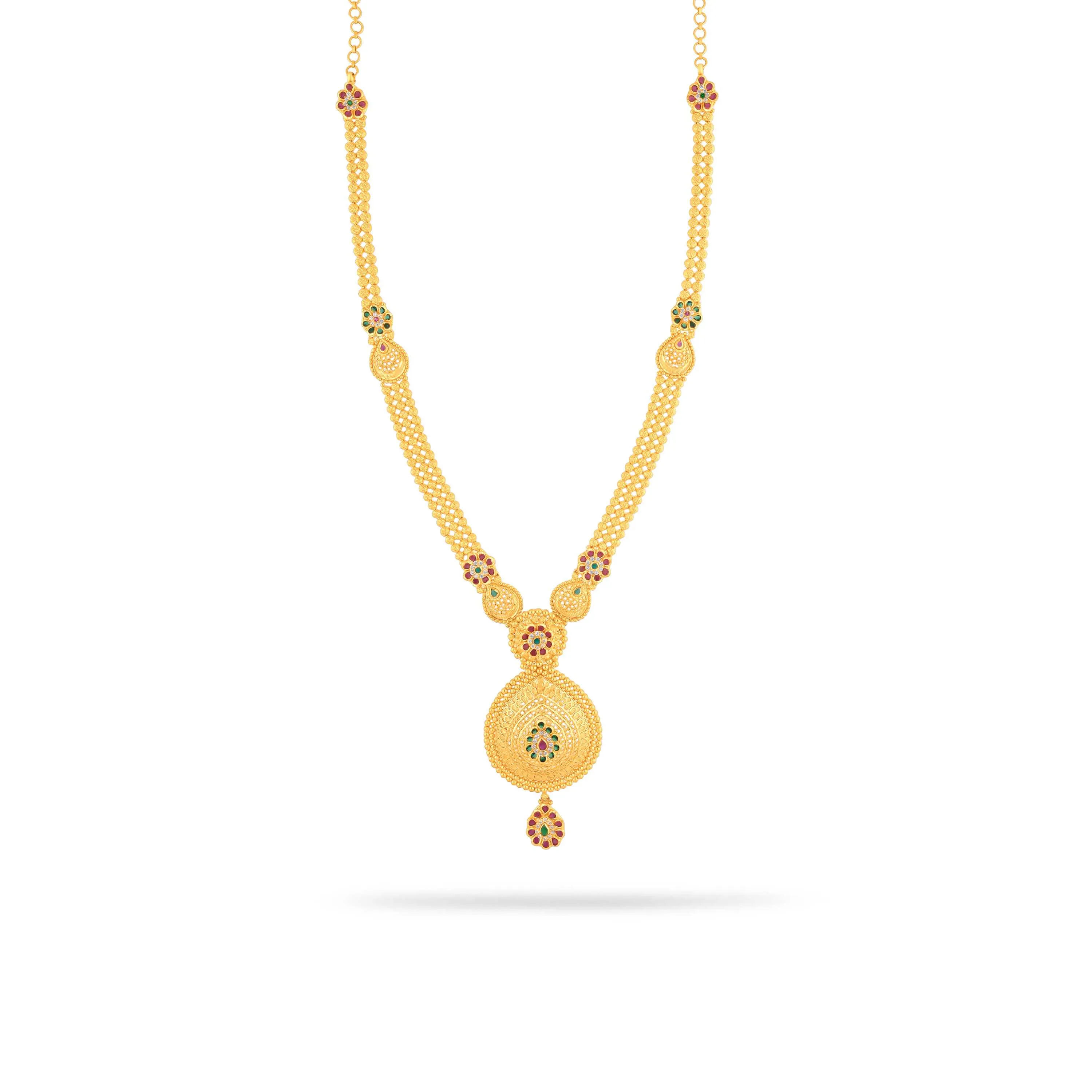 Traditionally Crafted And Studded 22KT Gold Haaram