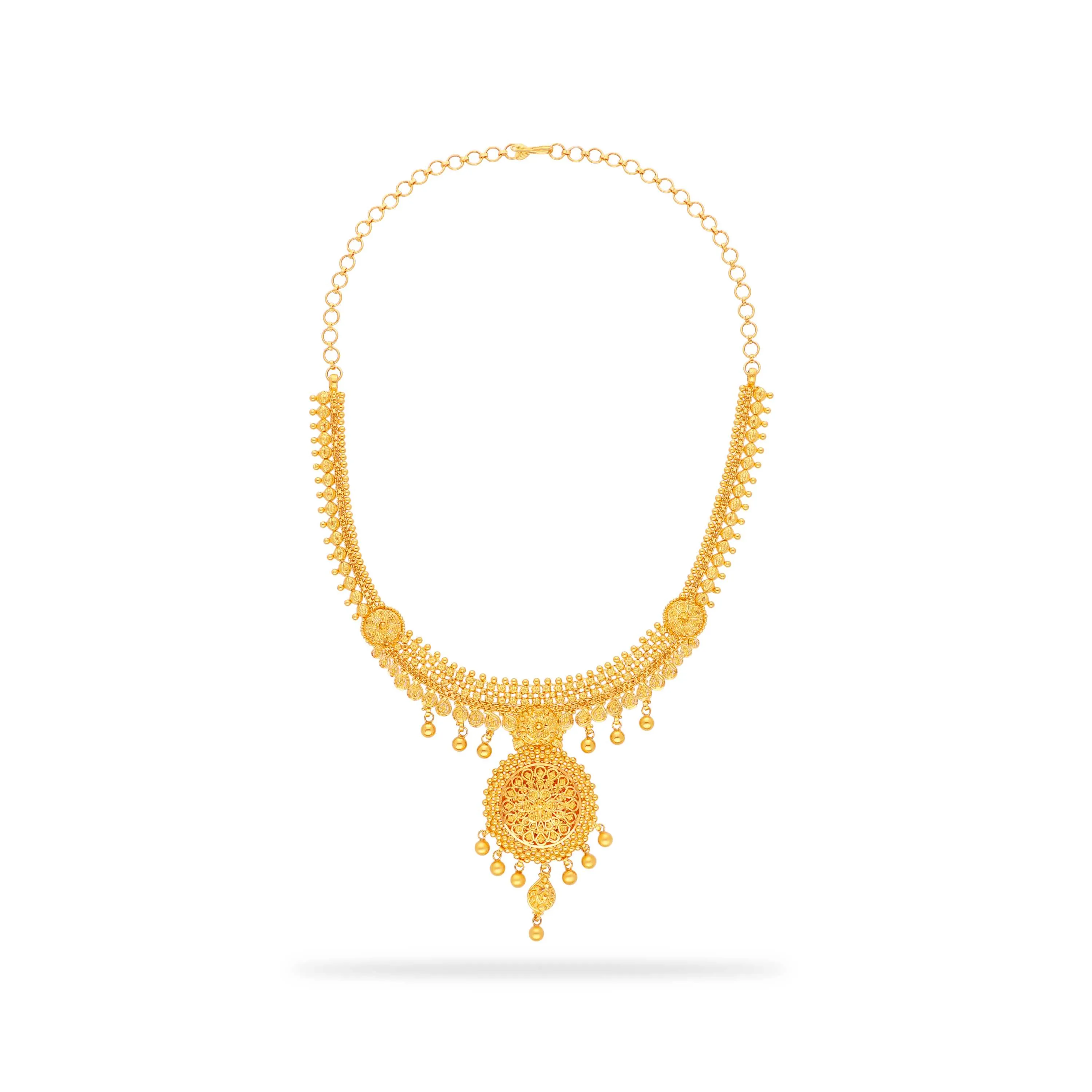 Specially Crafted And Detailed 22KT Gold Necklace For Women
