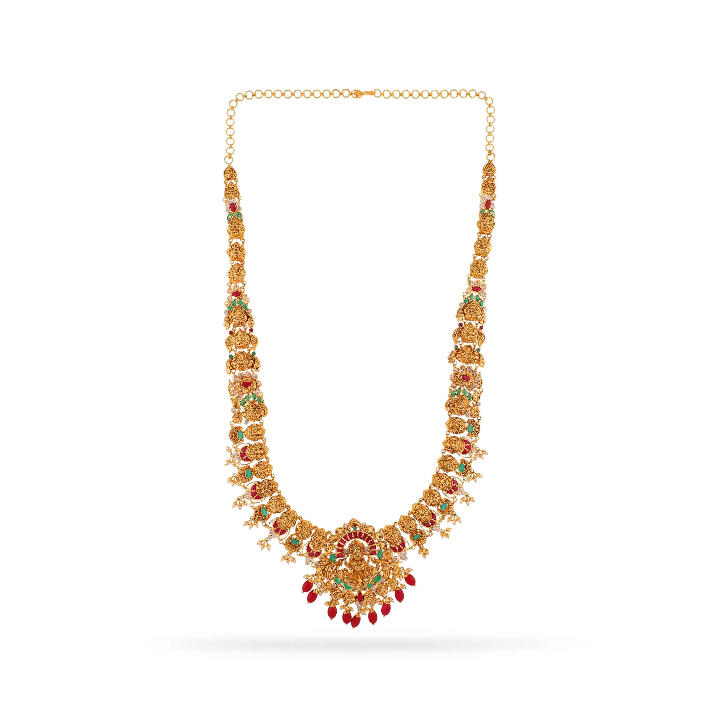 Classic Antique Finished And Studded 22KT Gold Haaram