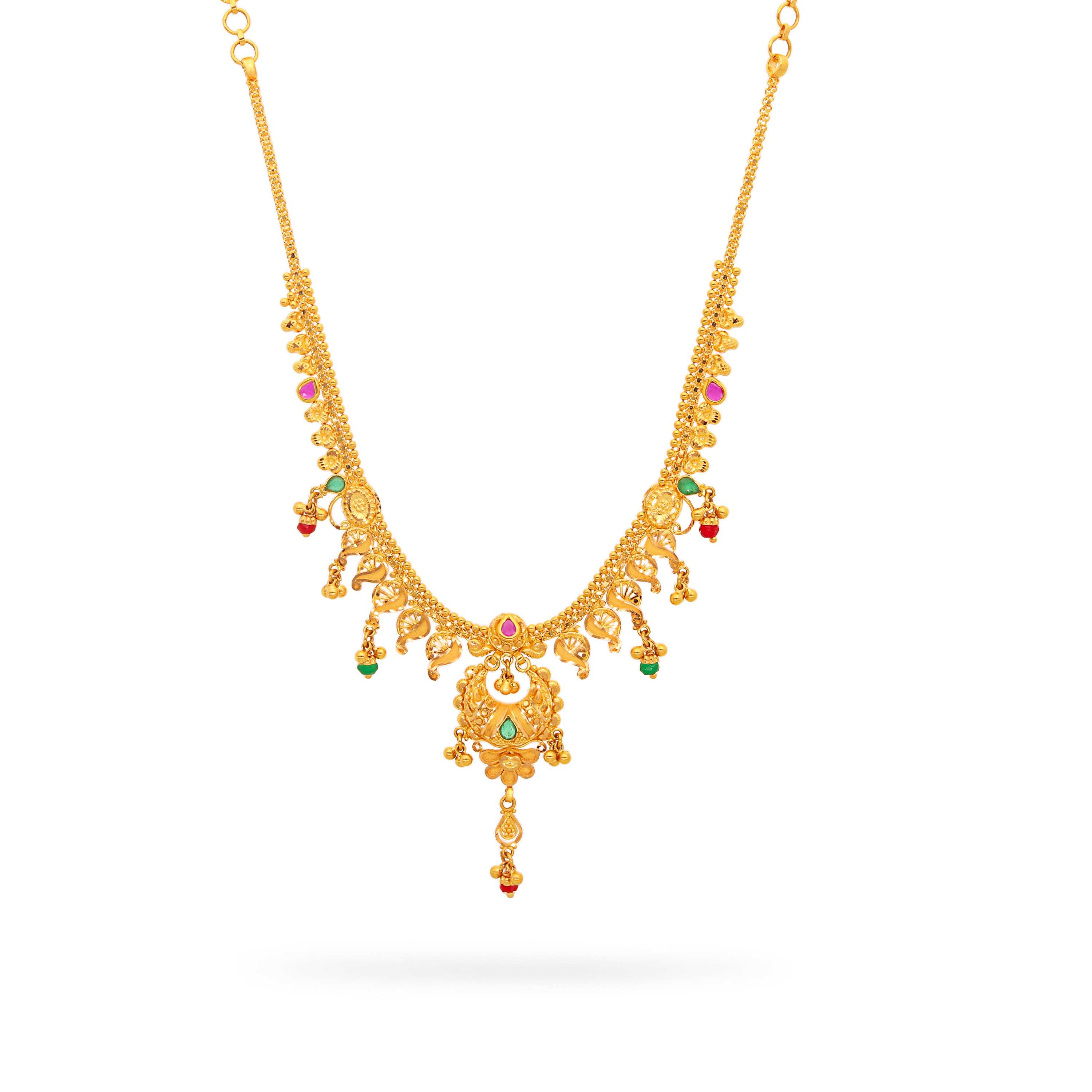 Classic Matte Finished Bombay Pattern 22KT Gold Necklace