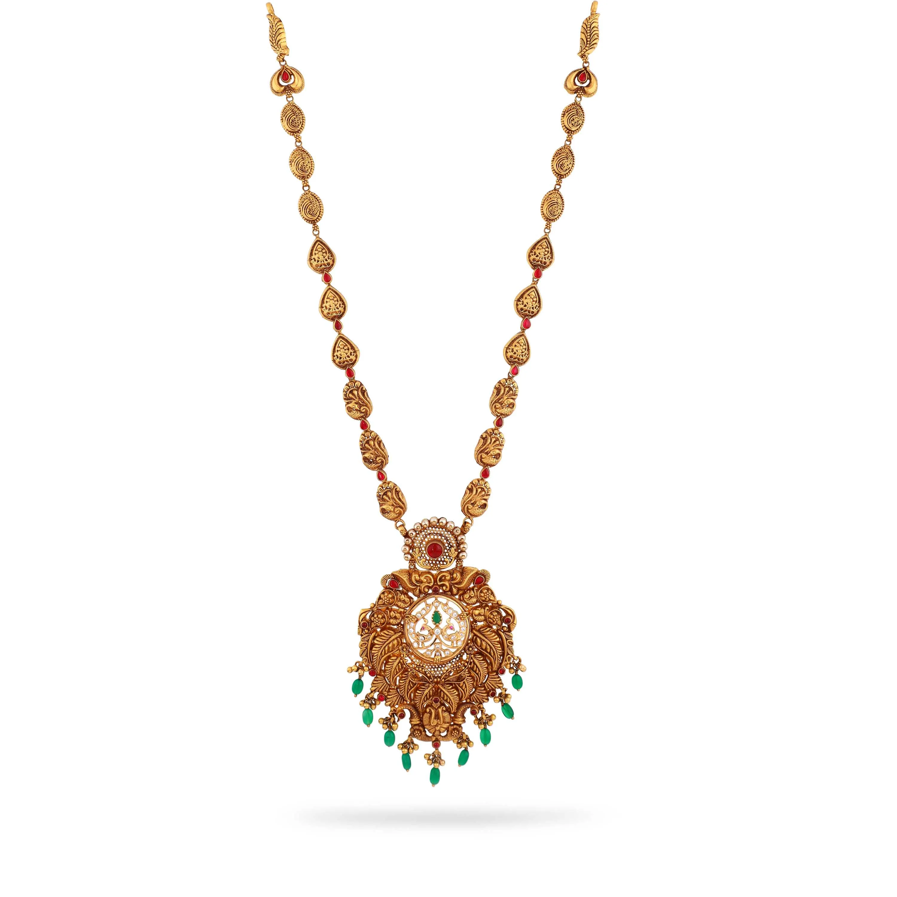 Premium Antique Finished And Studded 22KT Gold Fancy Chain