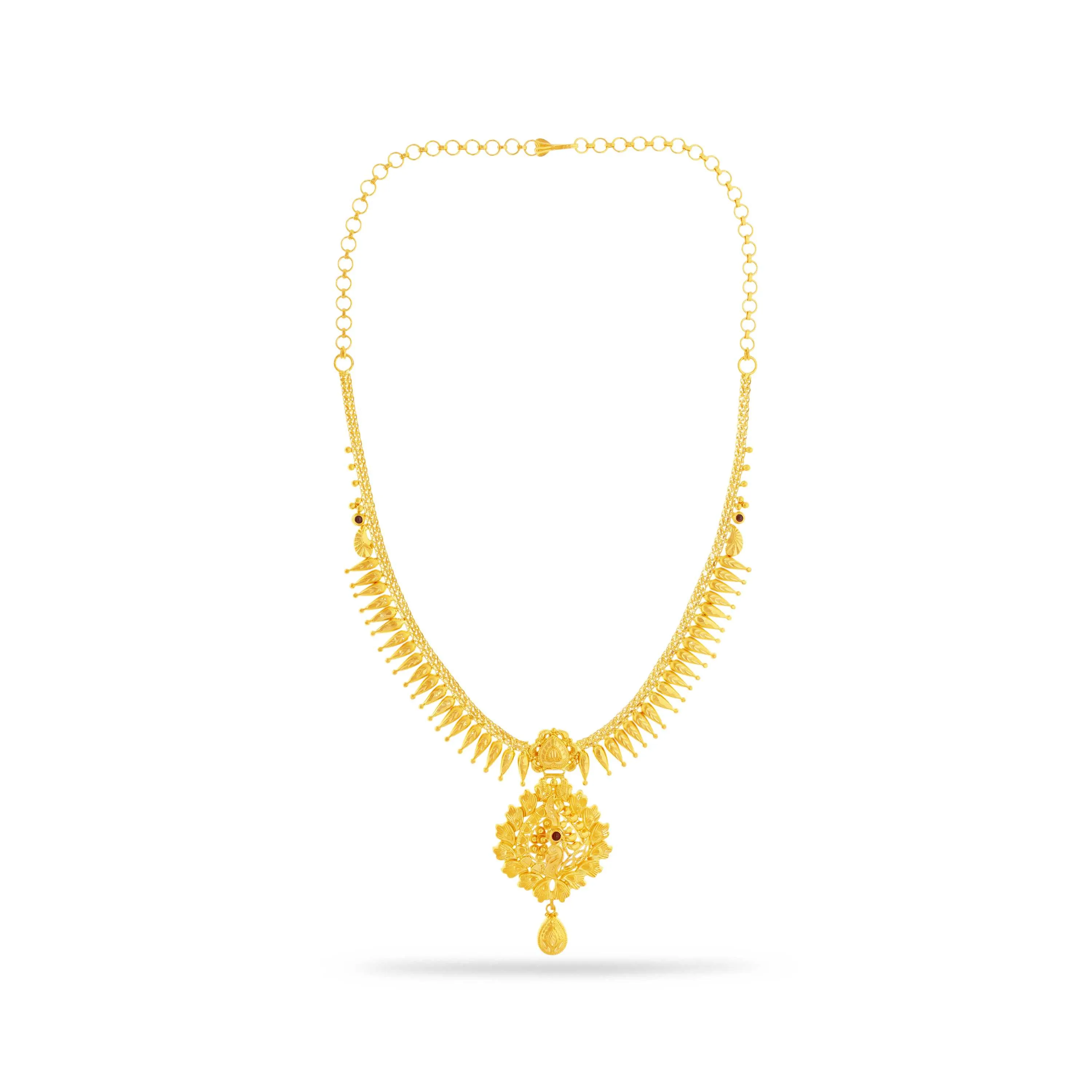 Classic Matte Finished And Detailed 22KT Gold Necklace For Women