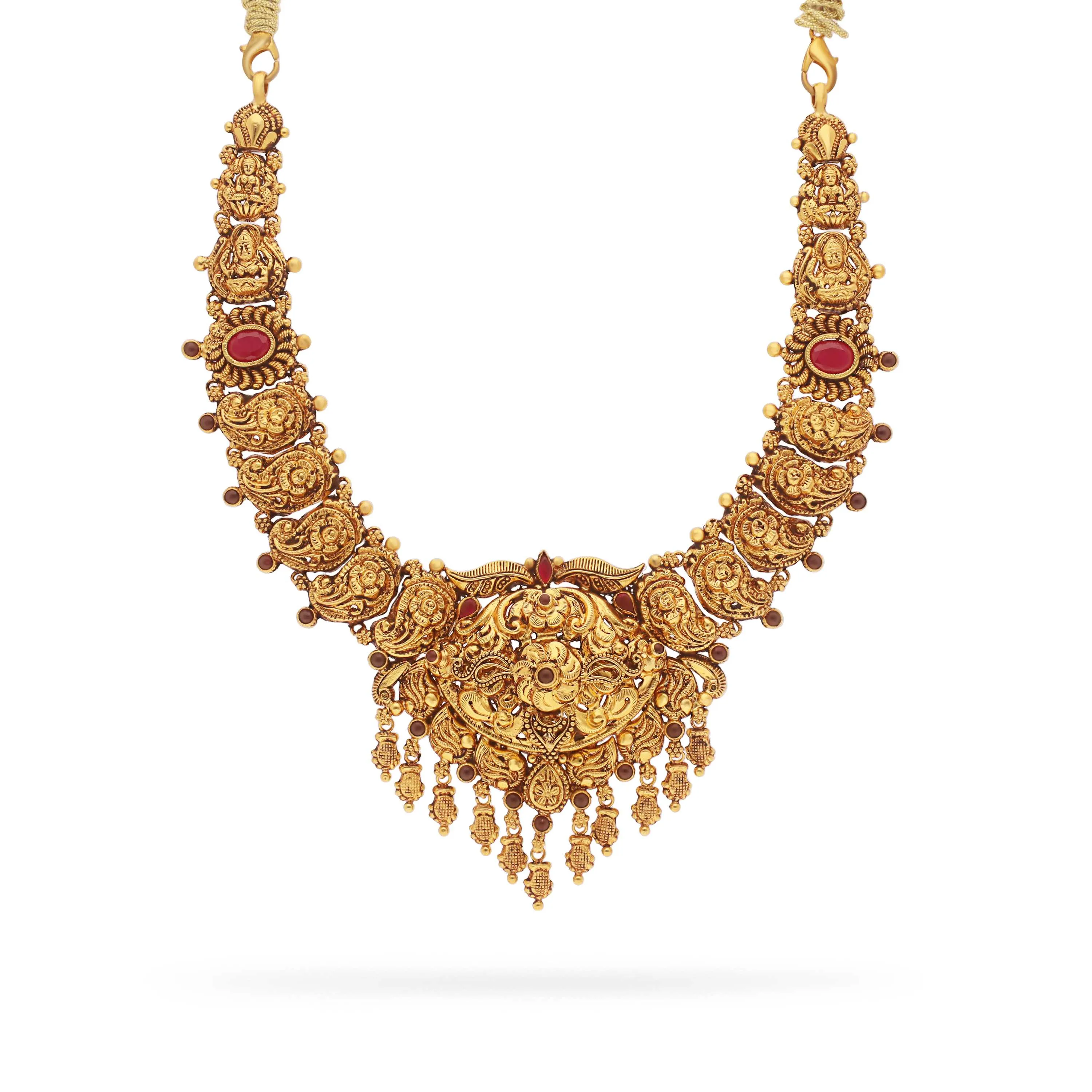 Specially Crafted And Antique Finished 22KT Gold Necklace