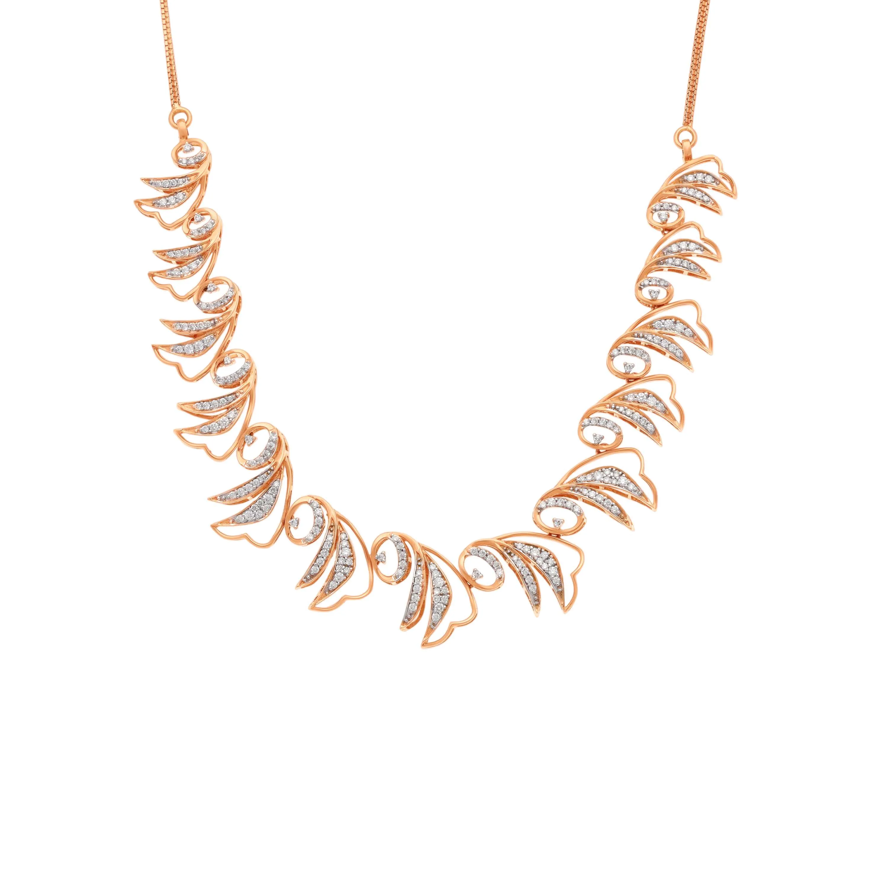 Charmingly Detailed And Diamond Studded 18KT Rose Gold Necklace