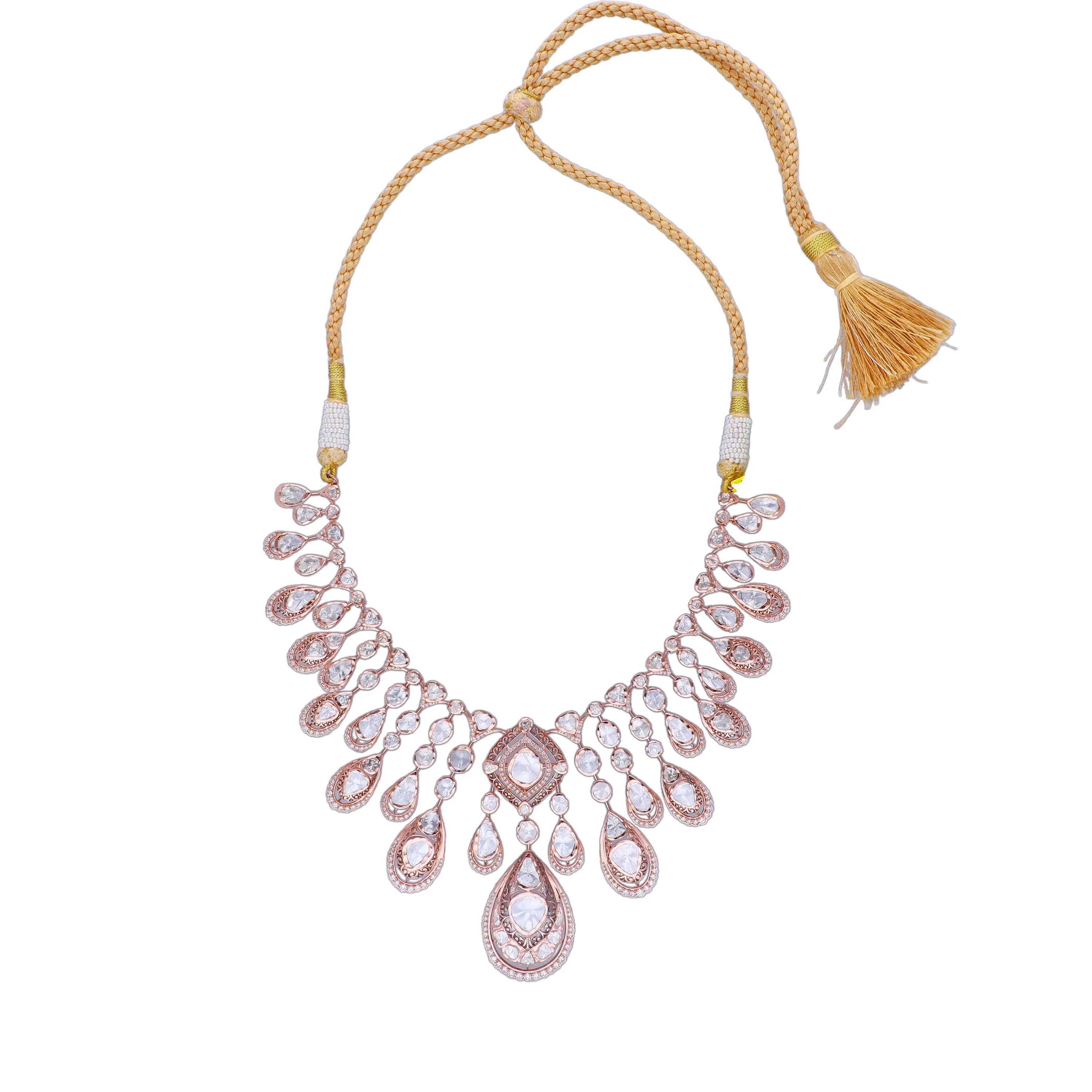 Gorgeously Detailed And Studded 18KT Diamond Necklace For Women