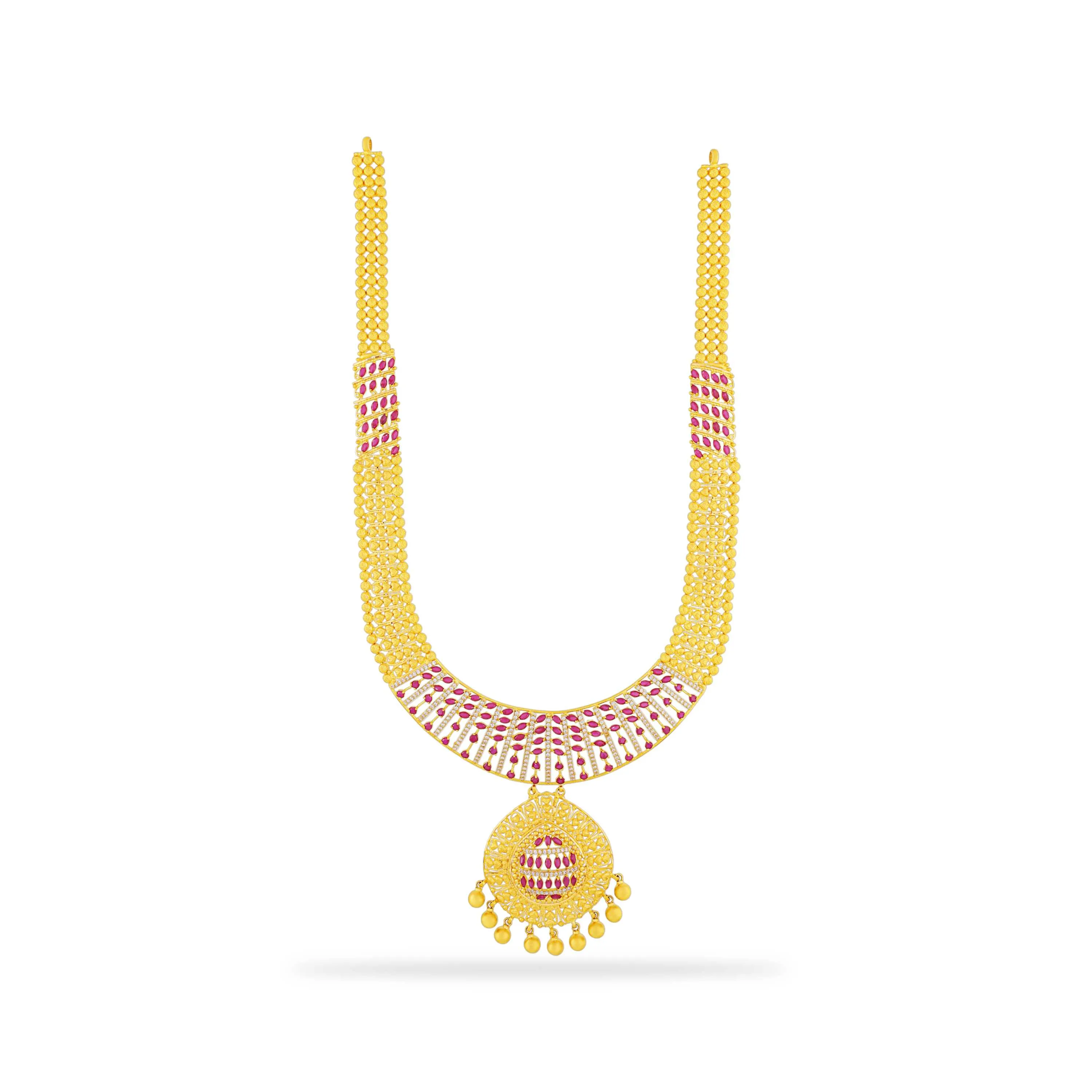 Matte Finished And Studded 22KT Gold Fancy Chain