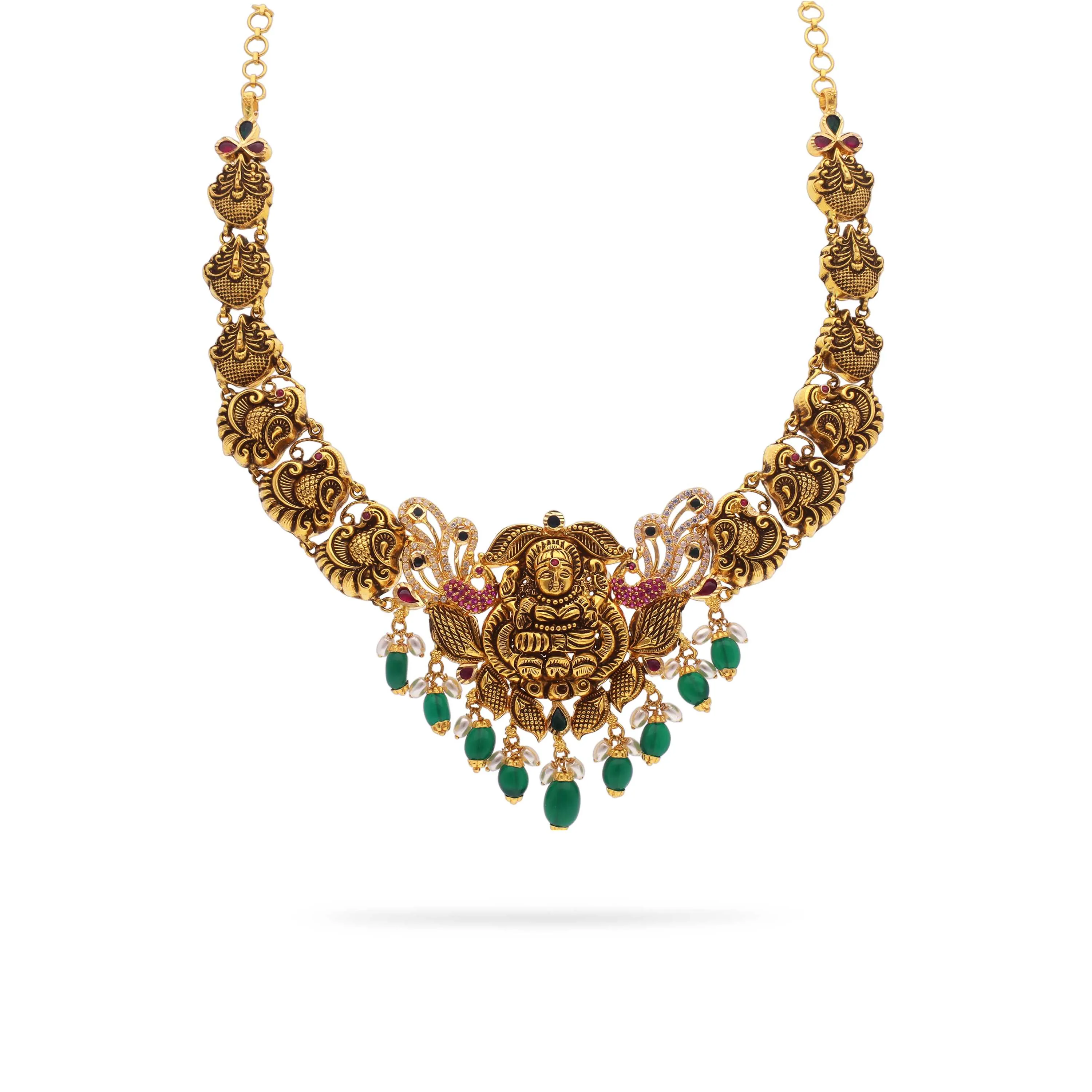 Specially Crafted And Antique Finished 22KT Gold Necklace