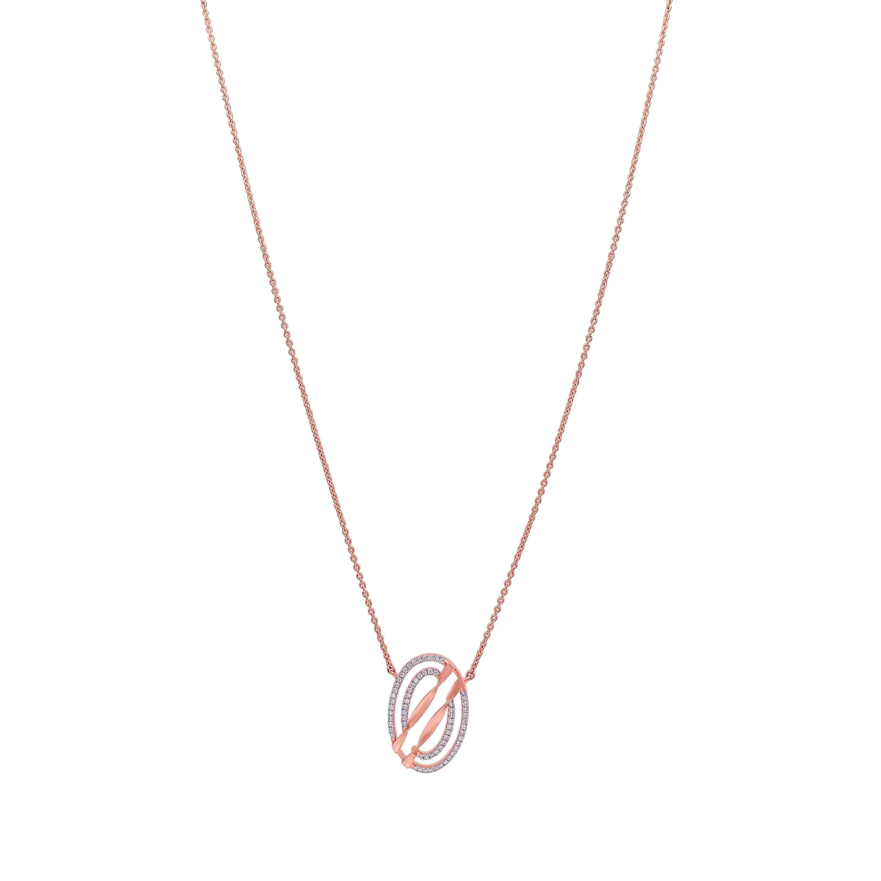 Charmingly Detailed And Diamond Studded 18KT Rose Gold Necklace