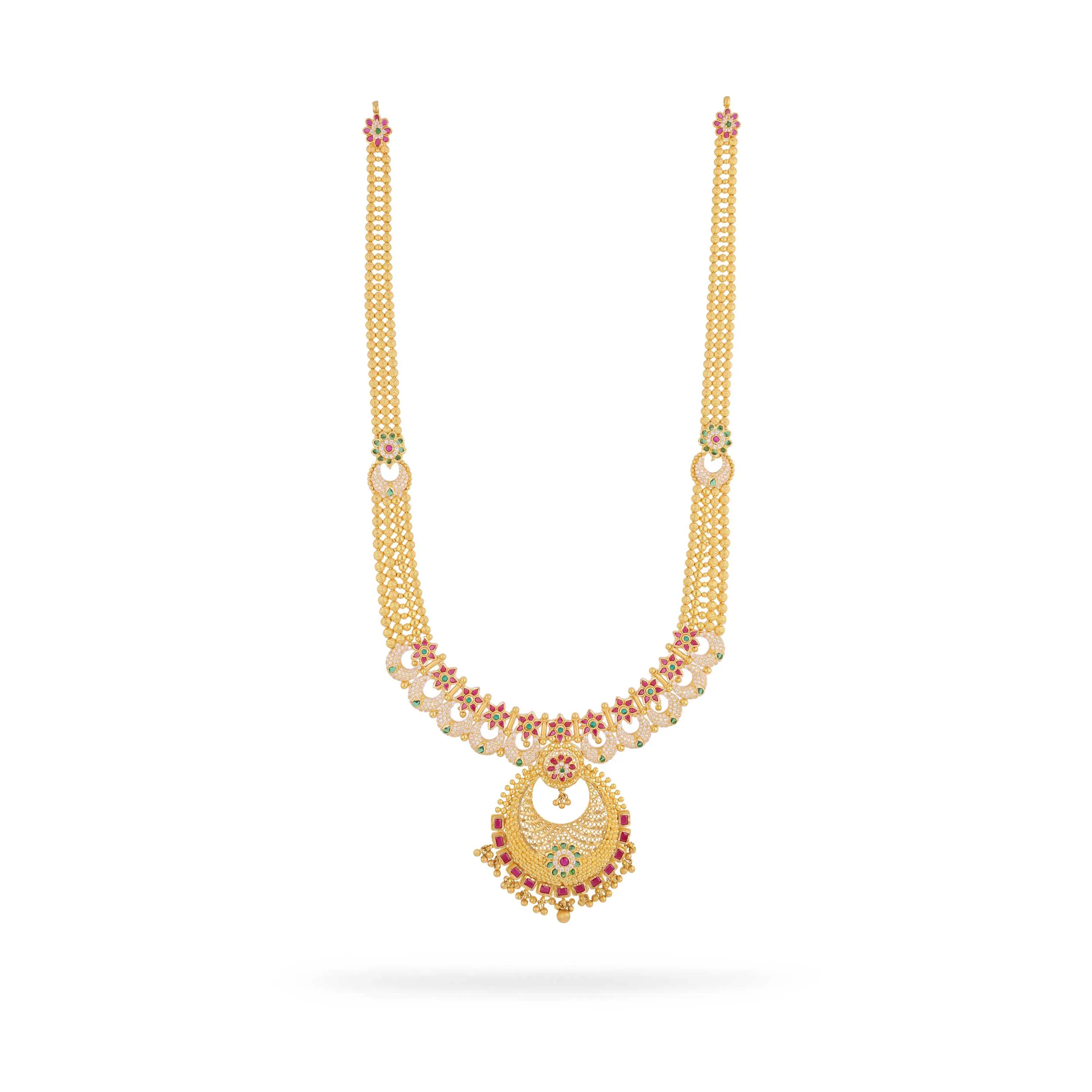 Gorgeously Detailed And Studded 22KT Gold Fancy Chain For Women