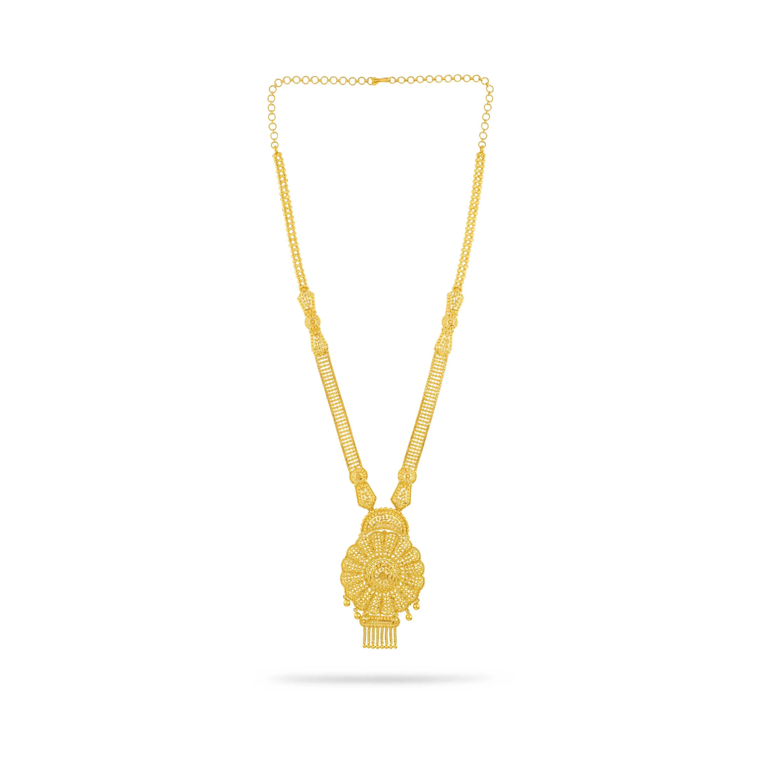 Traditionally Crafted And Detailed 22KT Gold Haaram For Women