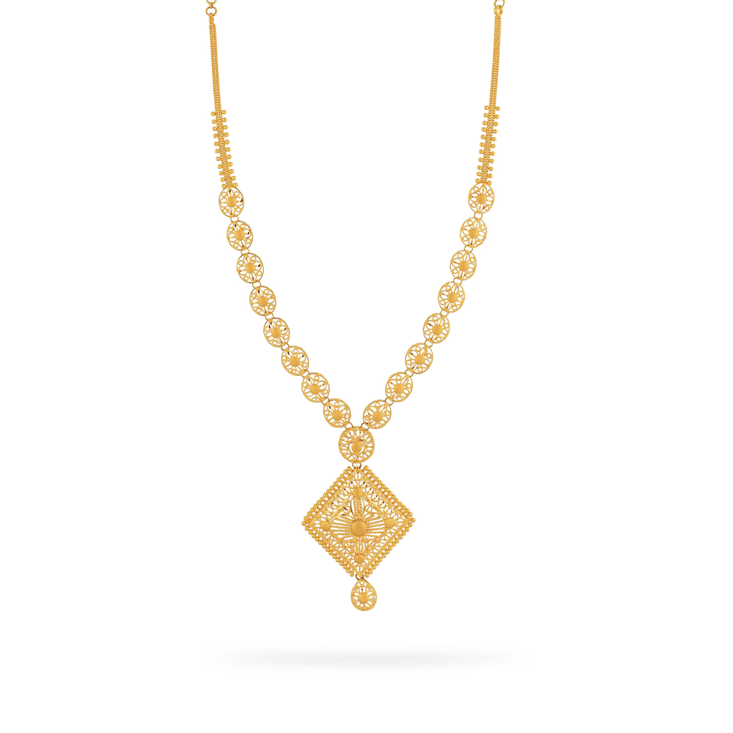 Classic Matte Finished Kerala Pattern 22KT Gold Haaram