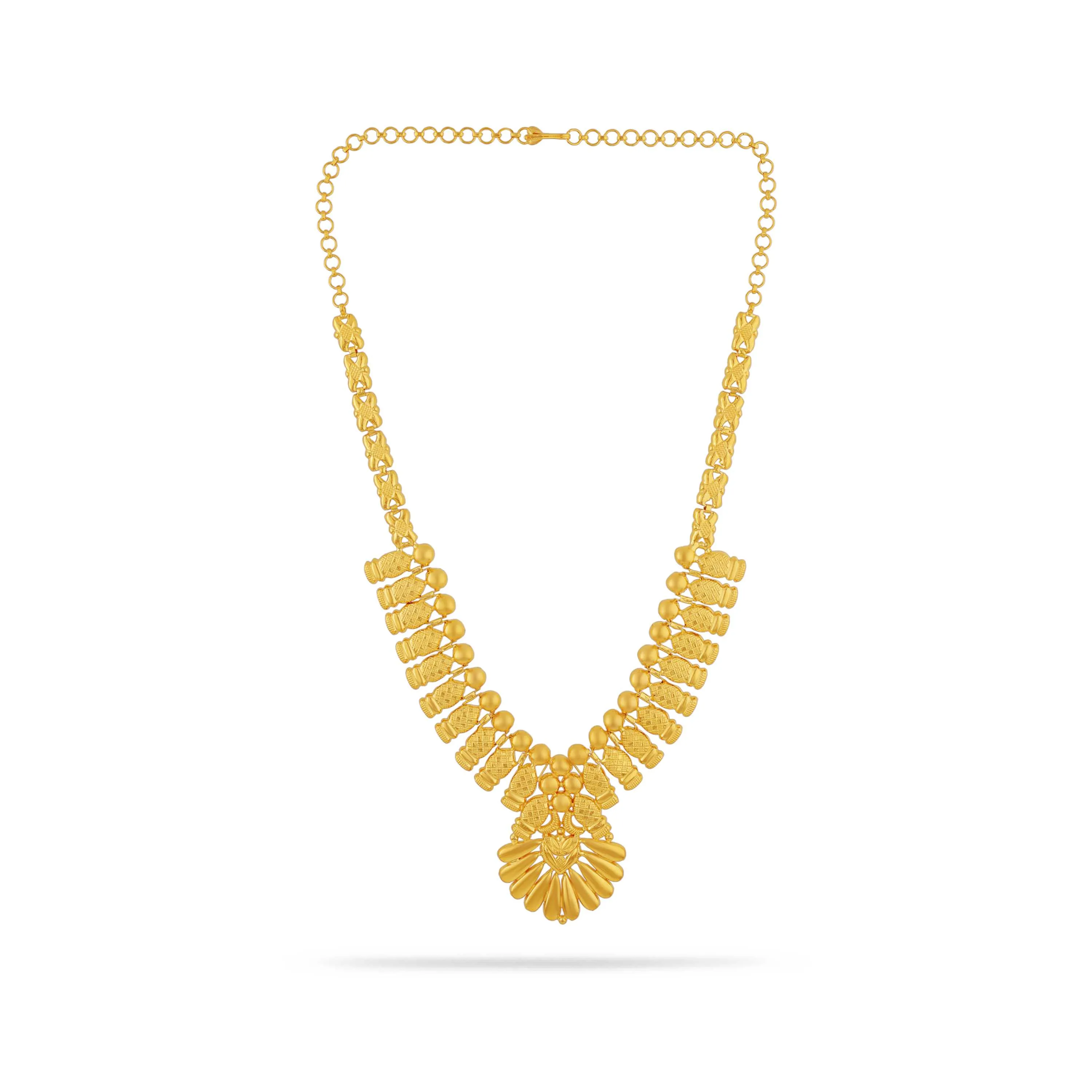 Matte Finished And Detailed 22KT Gold Necklace For Women