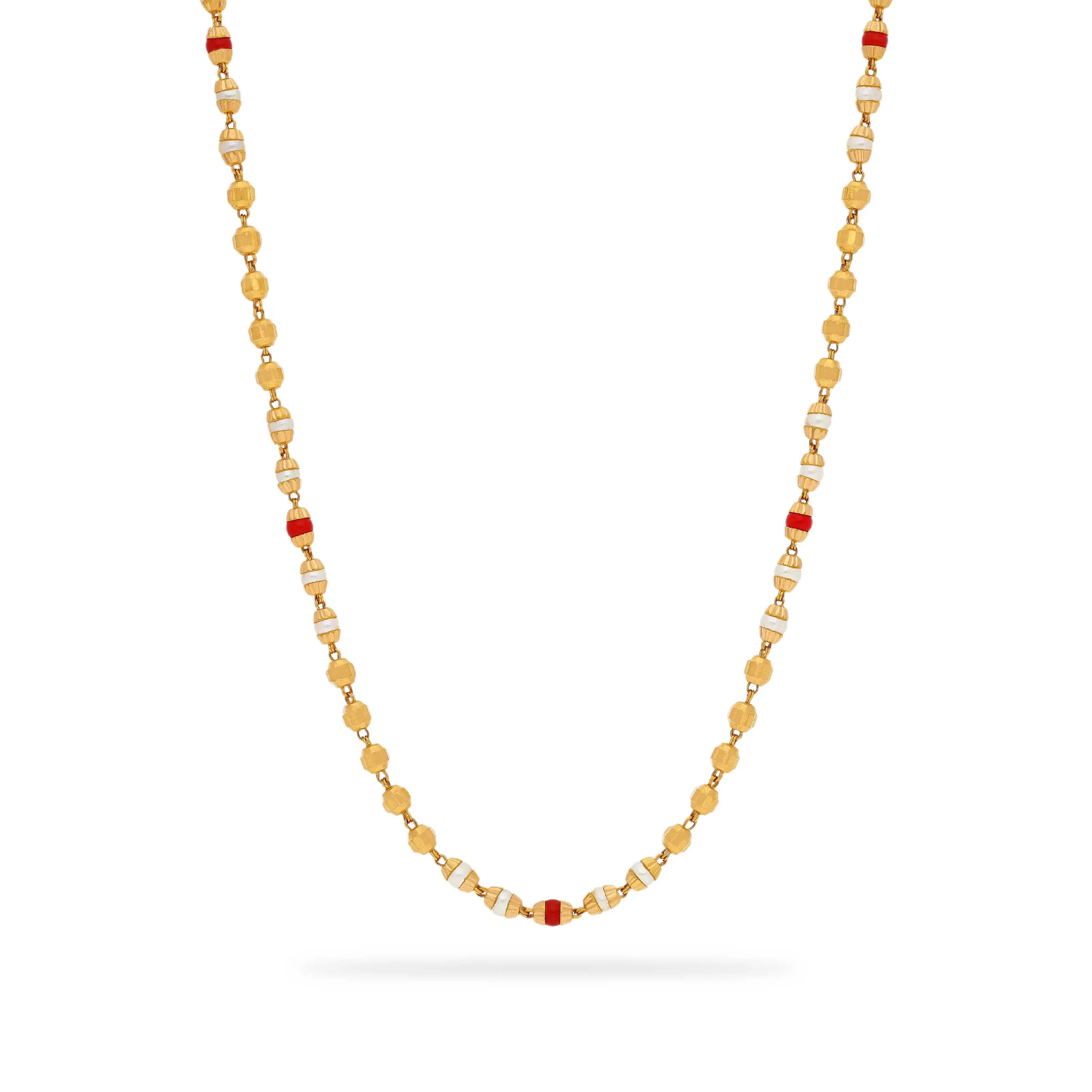 Traditionally Crafted And Detailed 22KT Gold Beads Chain