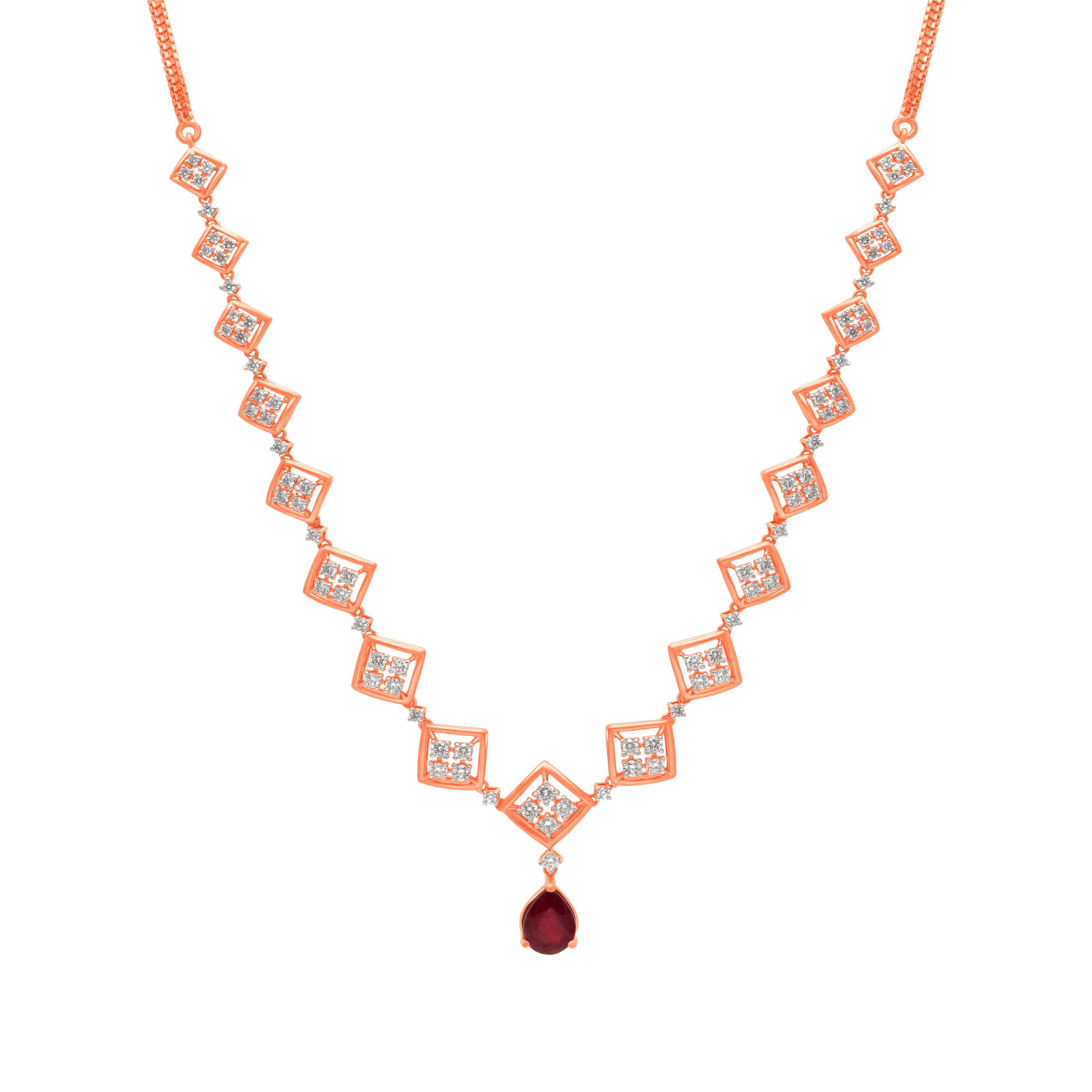 Elegantly Detailed Party Wear 18KT Diamond Necklace