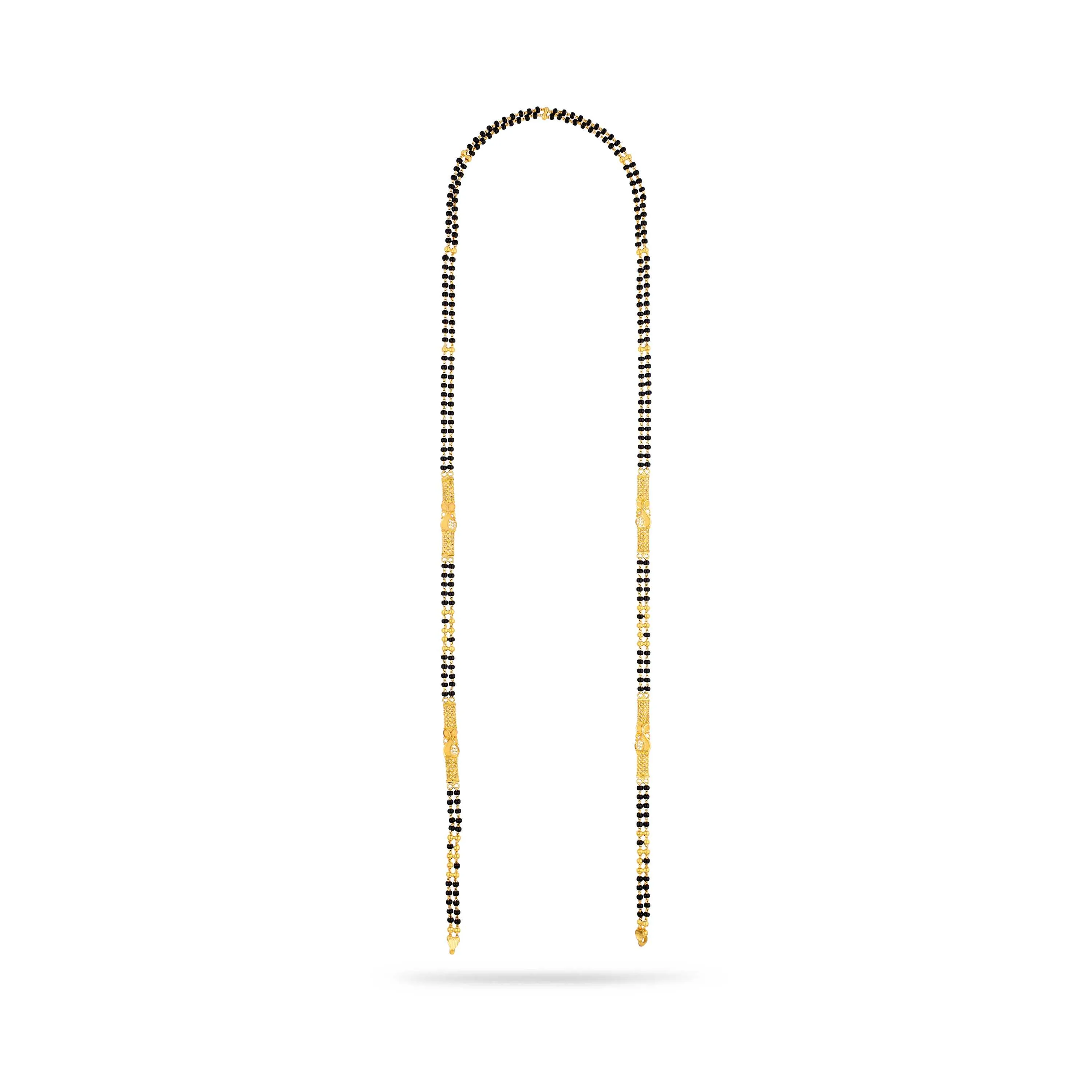 Classic Black Beaded And Detailed 22KT Gold Mangalsutra