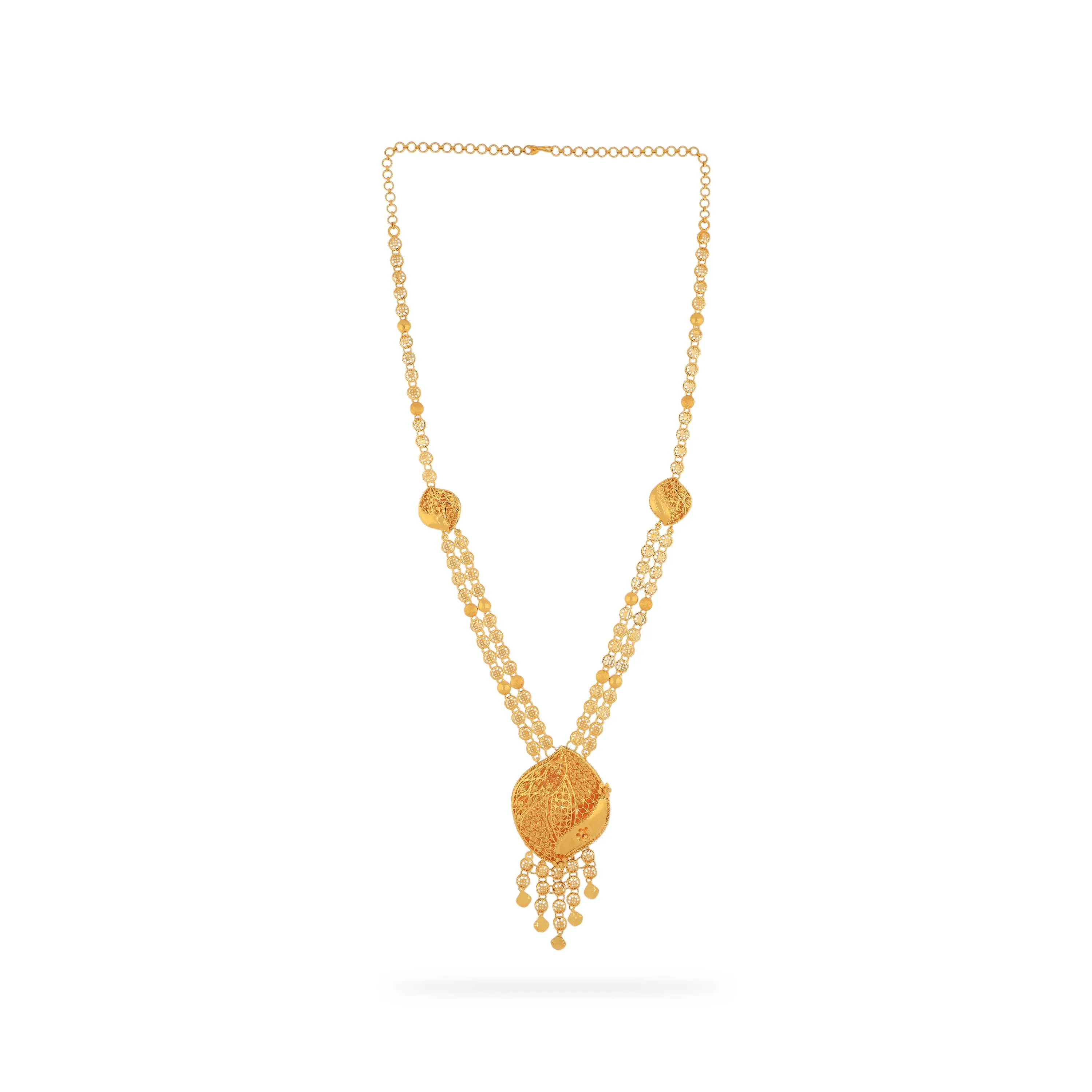 Traditionally Crafted And Detailed 22KT Gold Haaram For Women