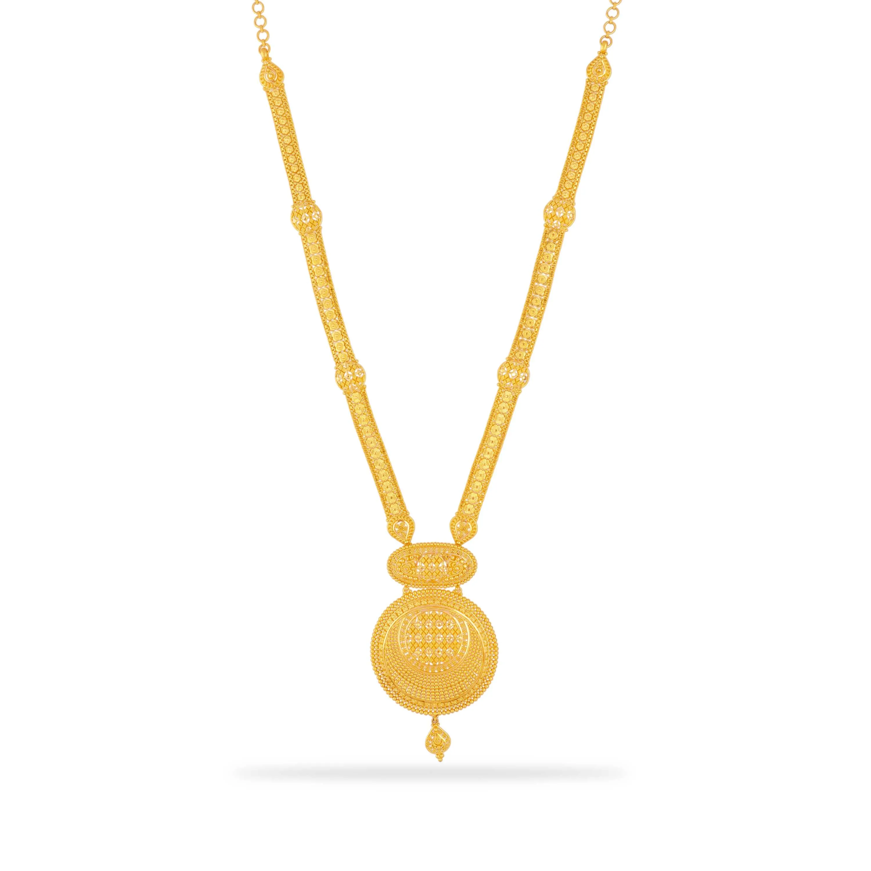 Traditionally Crafted And Detailed 22KT Gold Haaram For Women