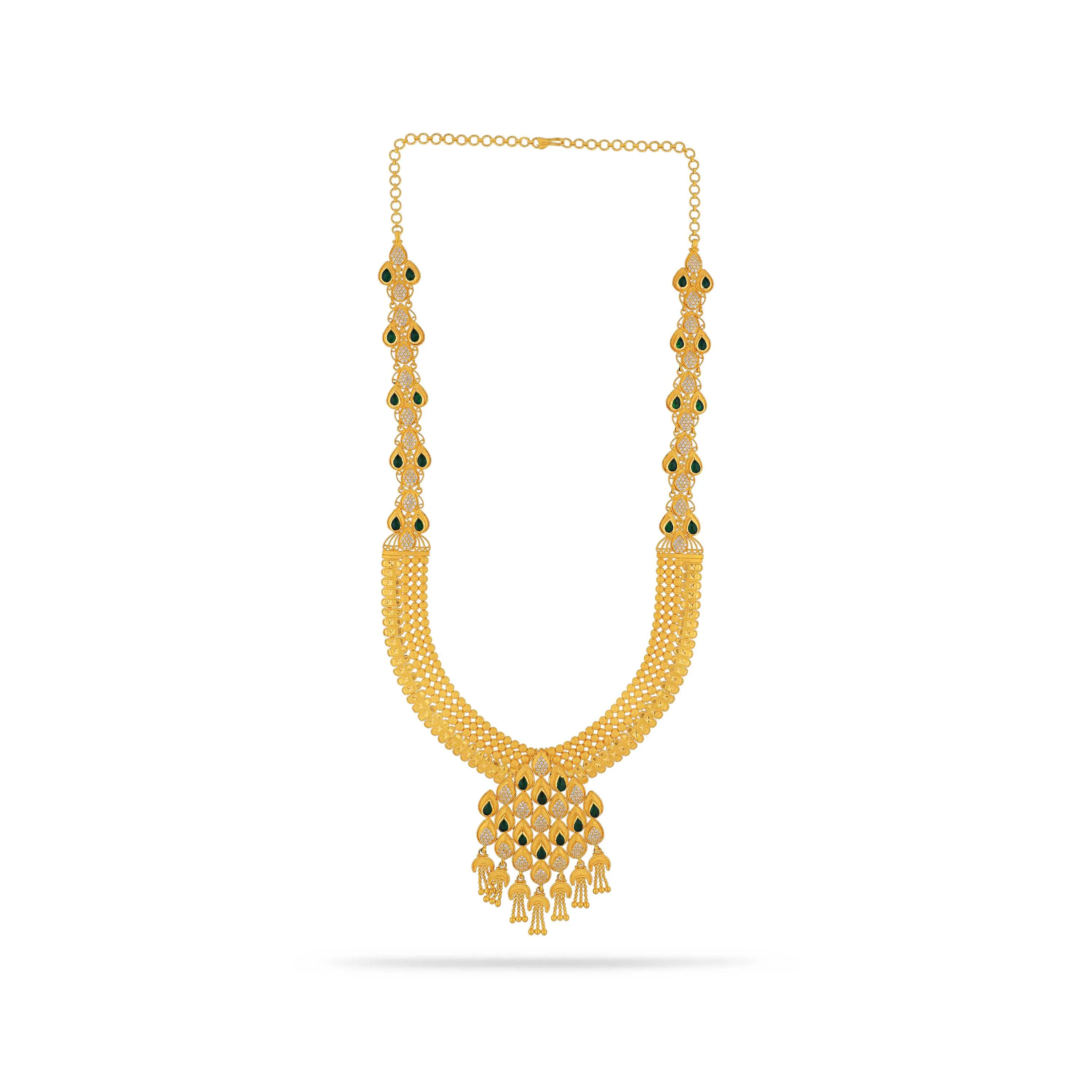 Matte Finished And Studded 22KT Gold Haaram