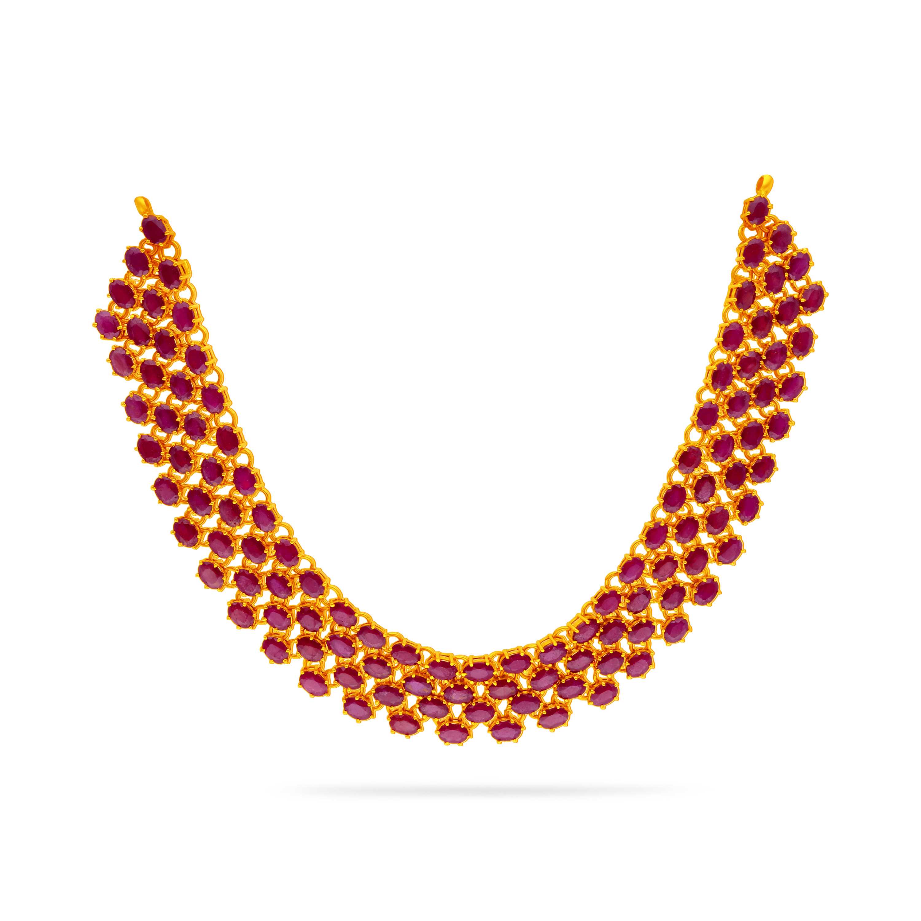 Finely Detailed 22KT Ruby Design 22KT Gold Necklace