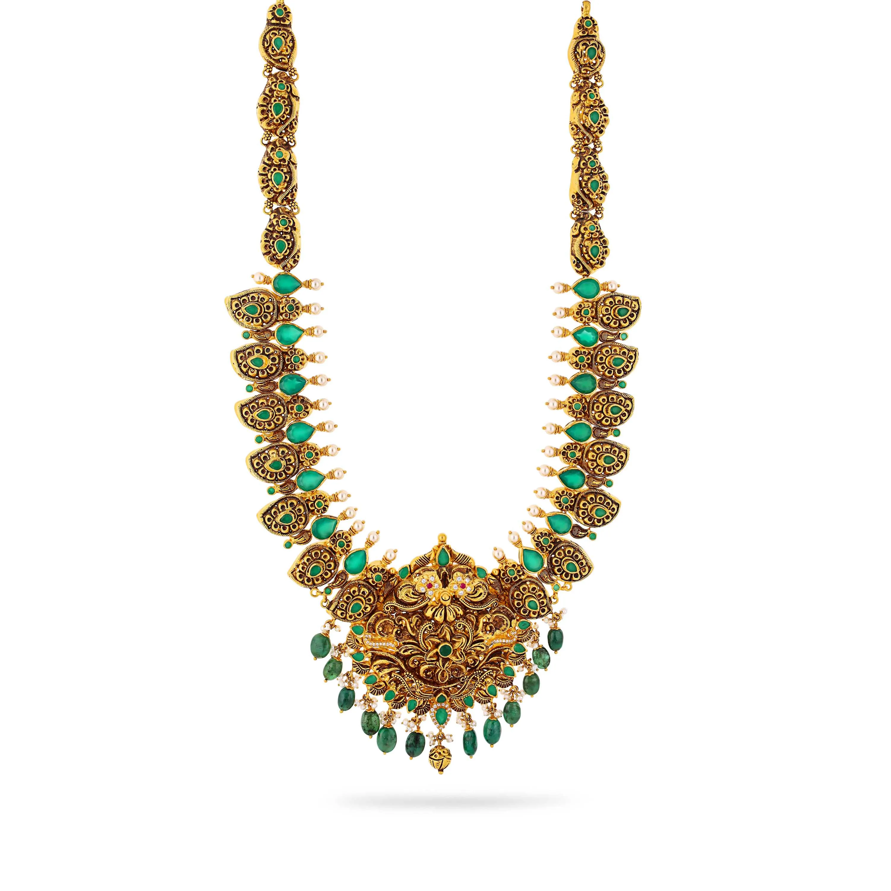 Premium Antique Finished And Studded 22KT Gold Haaram