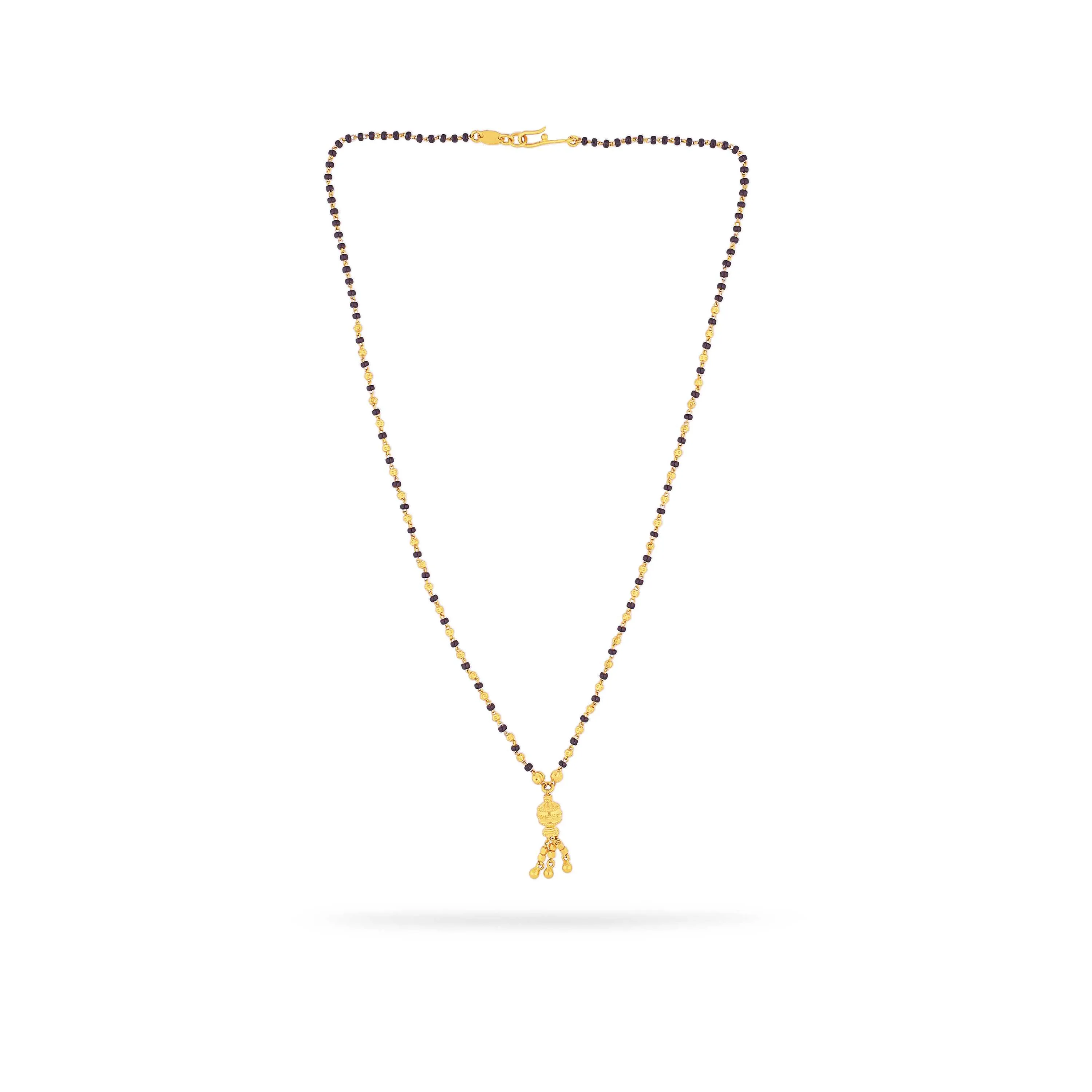 Classic Black Beaded And Detailed 22KT Gold Mangalsutra