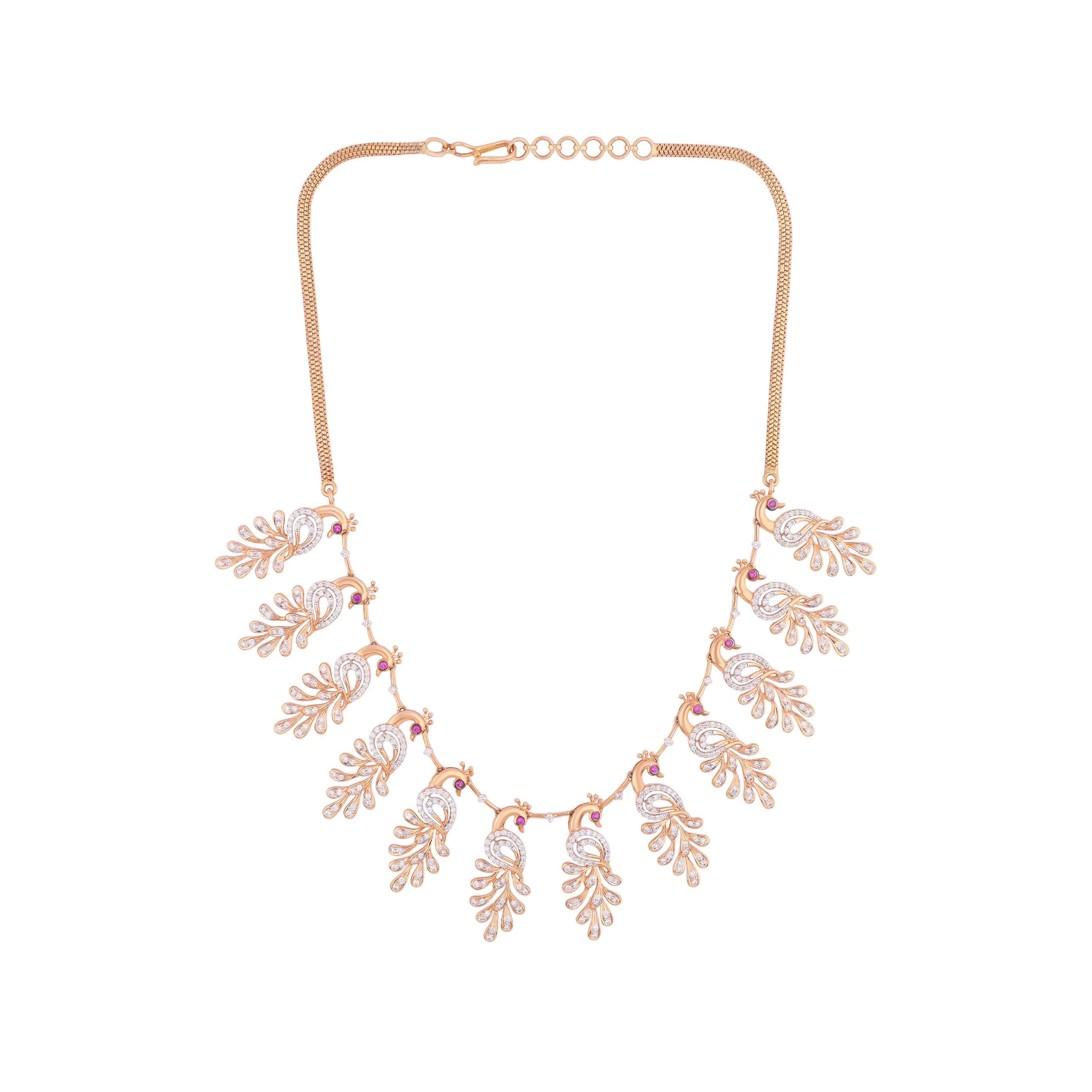 Charmingly Detailed And Diamond Studded 18KT Rose Gold Necklace