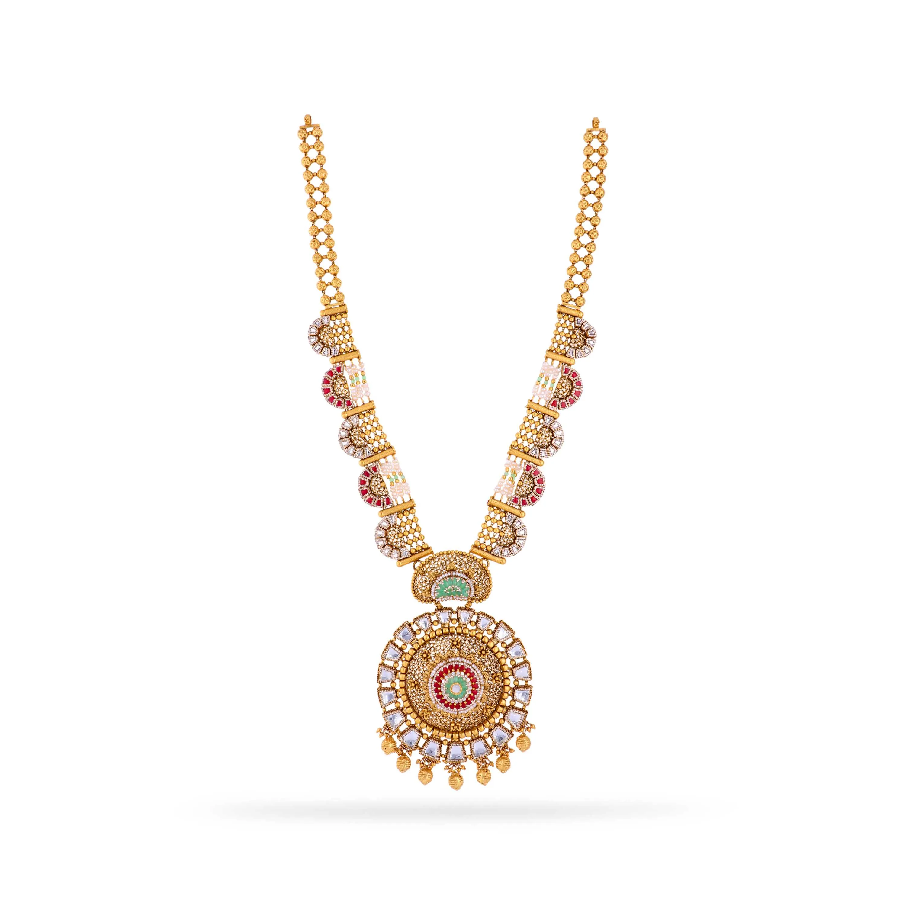 Antique Finished And Studded 22KT Gold Fancy Chain