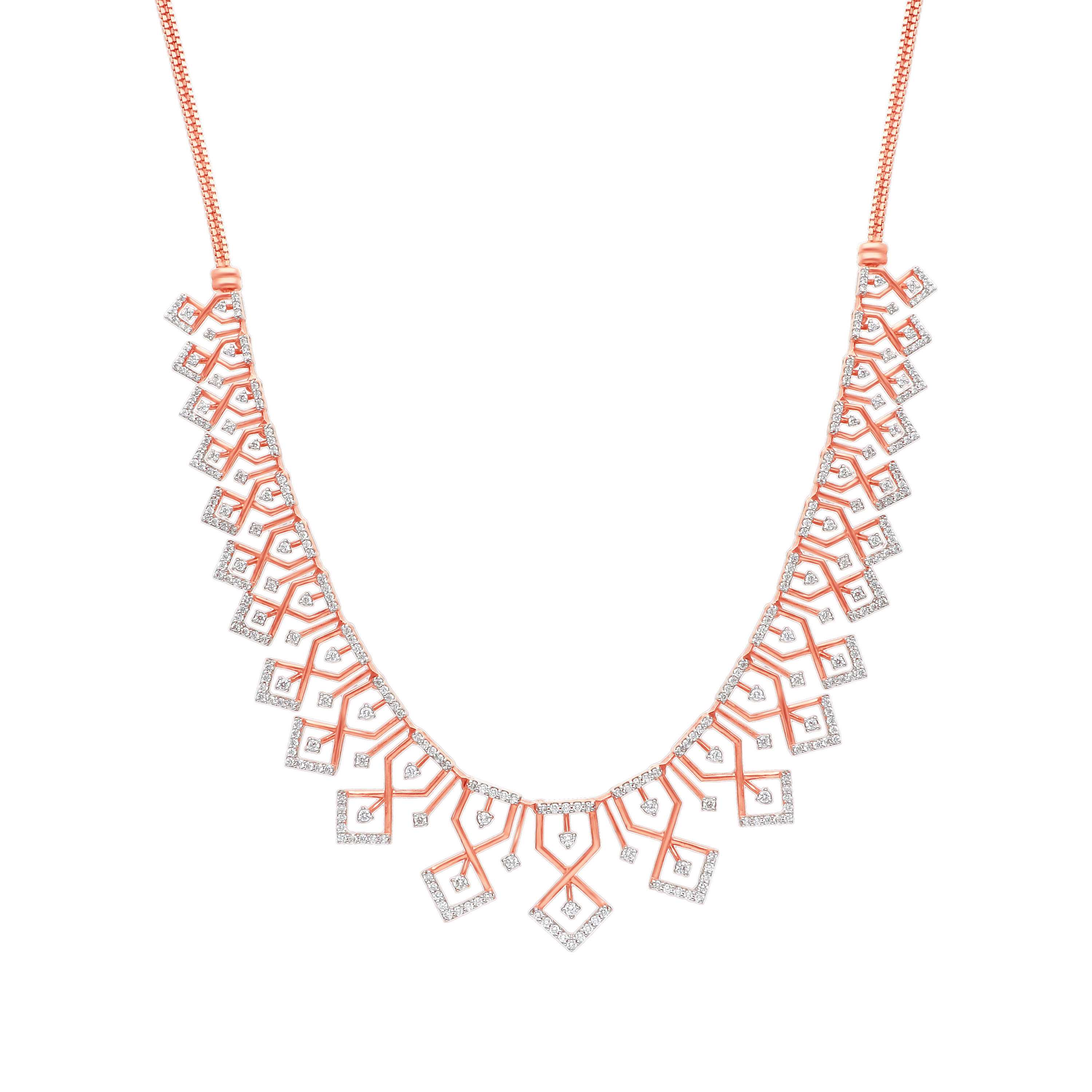 Gorgeously Studded 18KT Diamond Necklace For Women