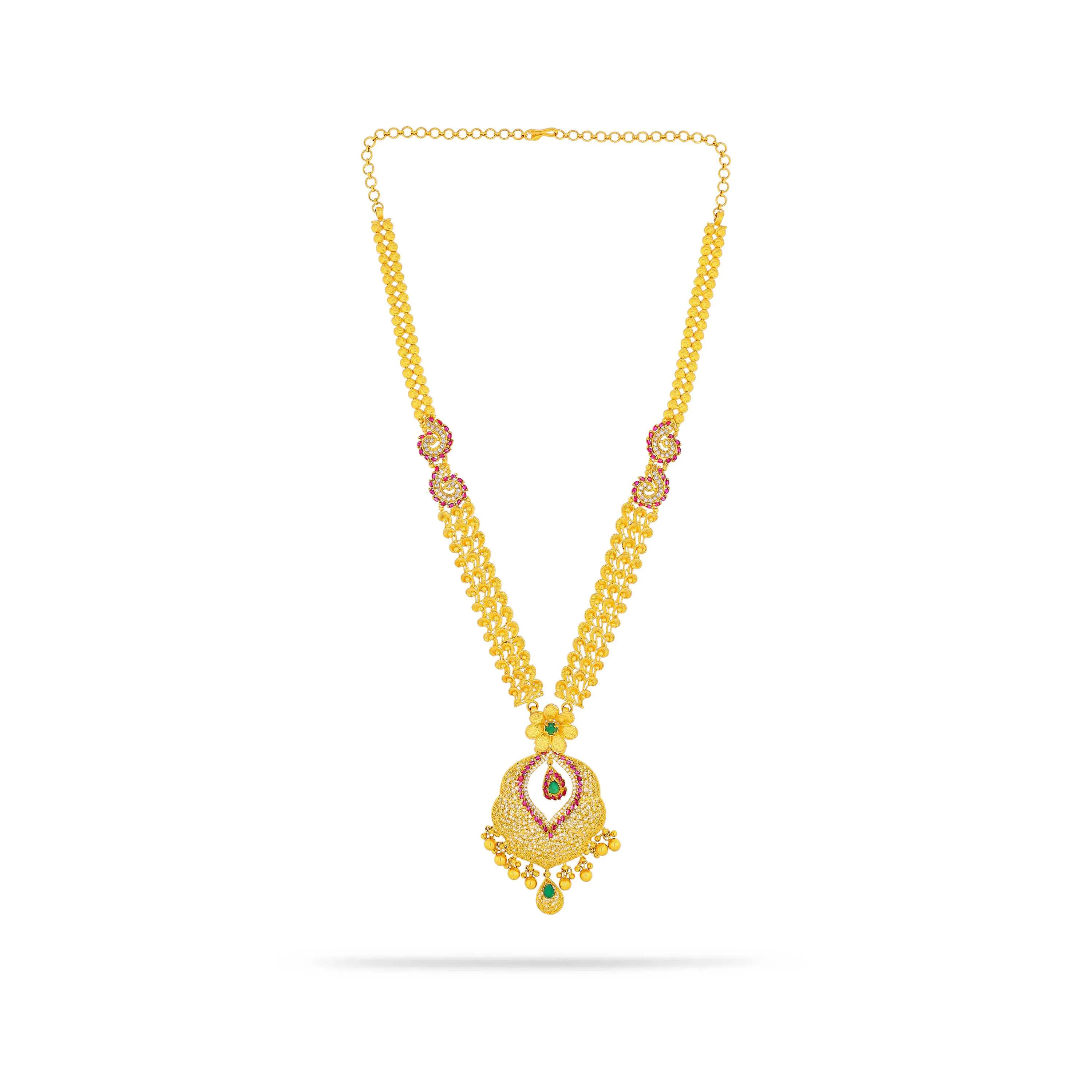 Studded And Detailed 22KT Gold Haaram For Women