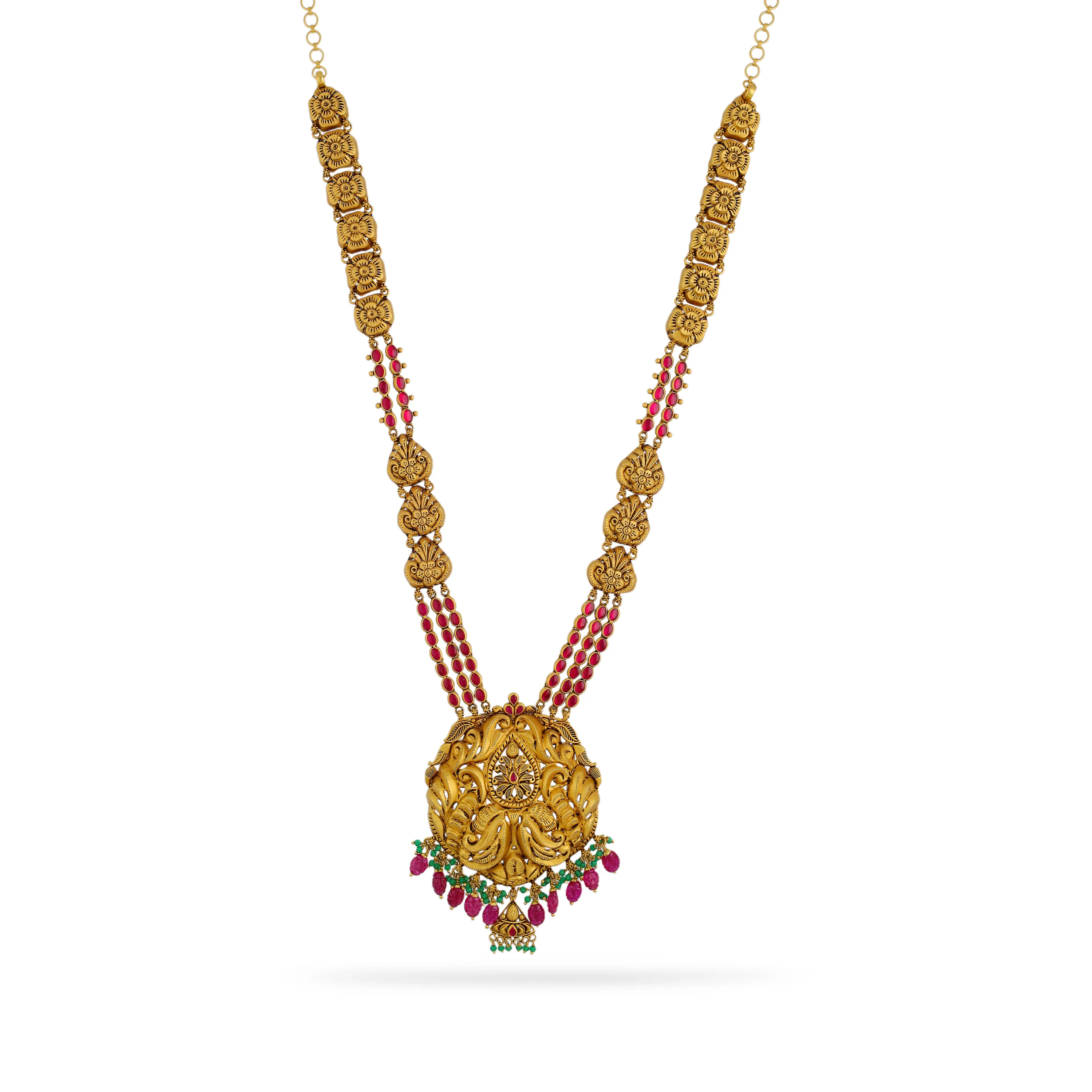 Antique Finished And Studded 22KT Gold Haaram