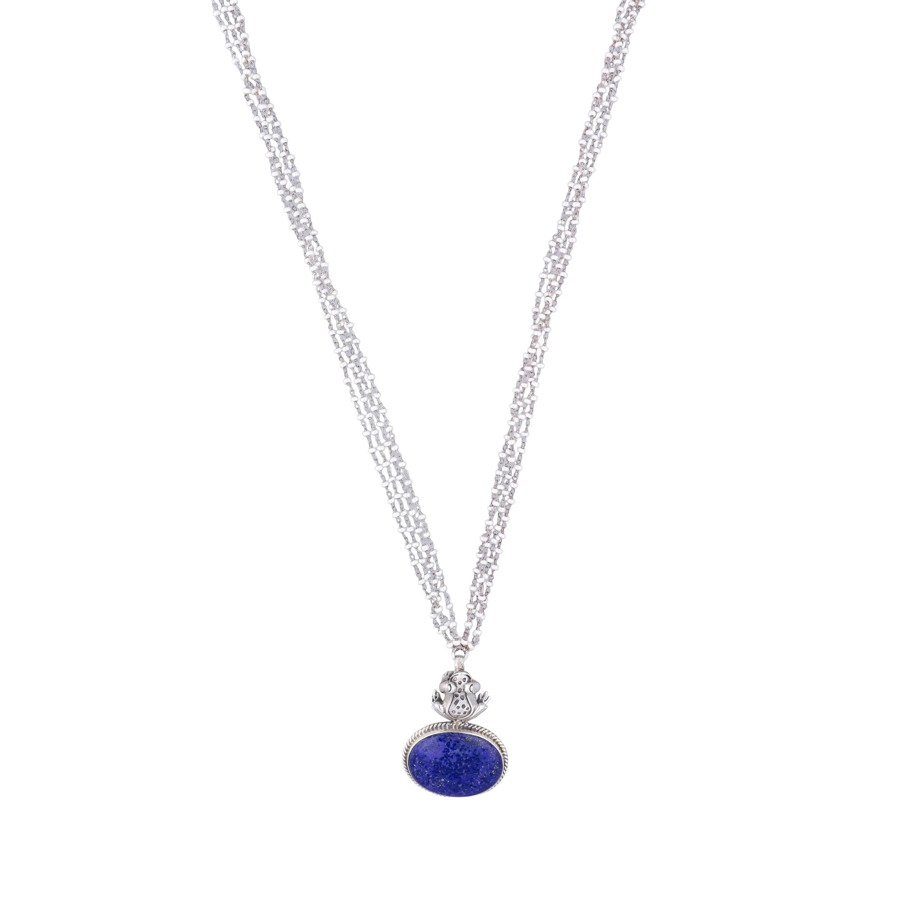 Intricately Detailed And Studded Silver Necklace