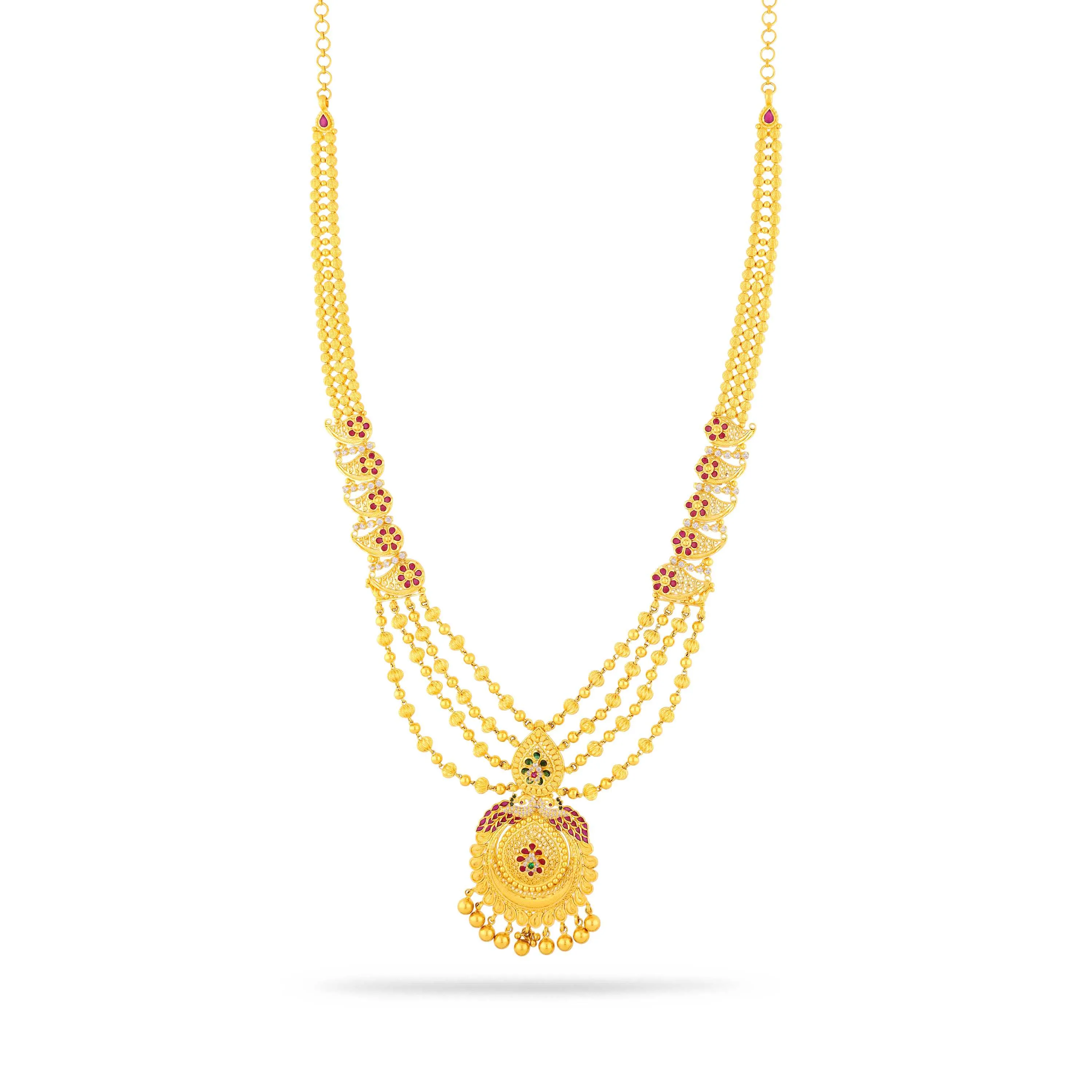 Classic Finely Detailed And Studded 22KT Gold Haaram For Women