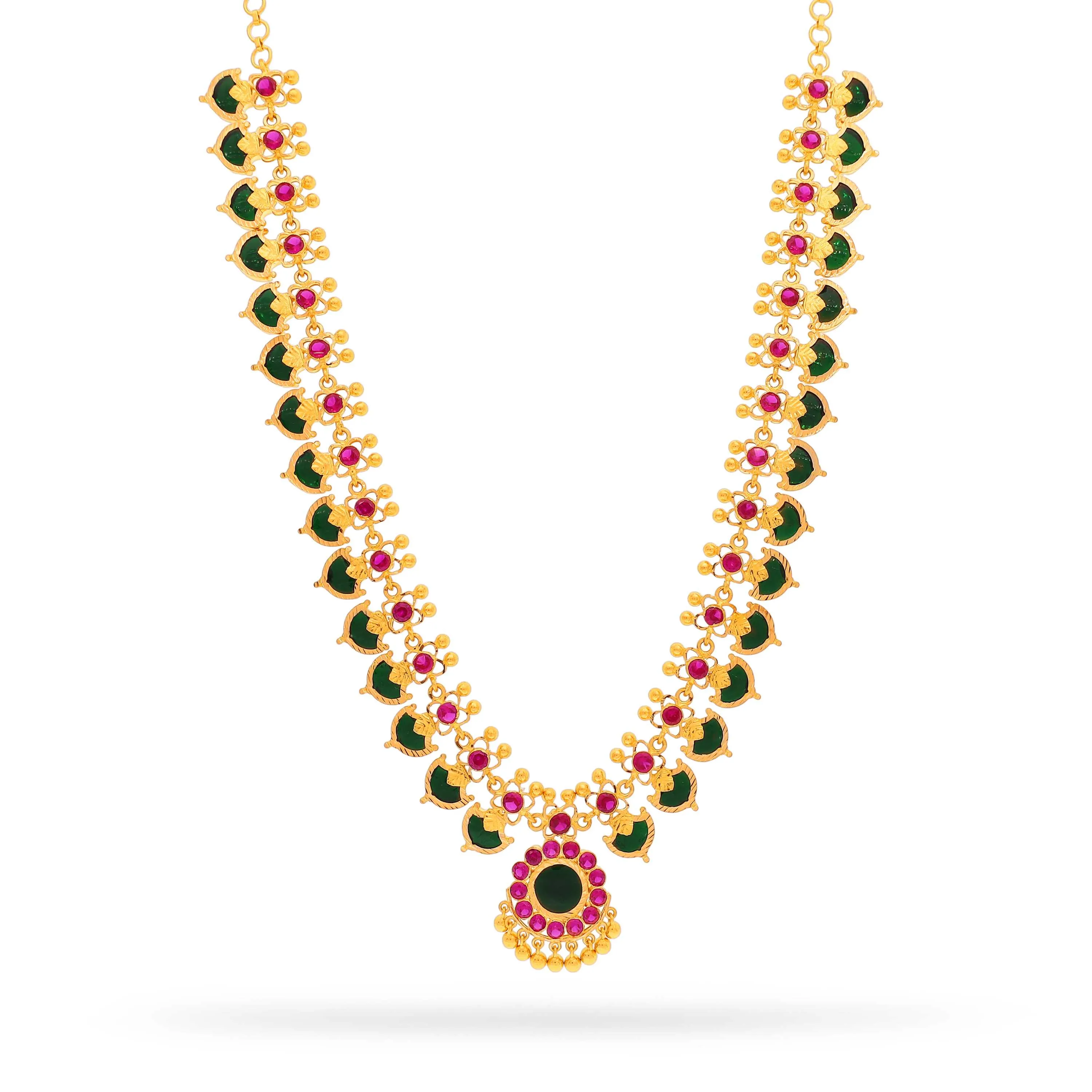 Traditionally Crafted Pallakka Pattern 22KT Gold Necklace