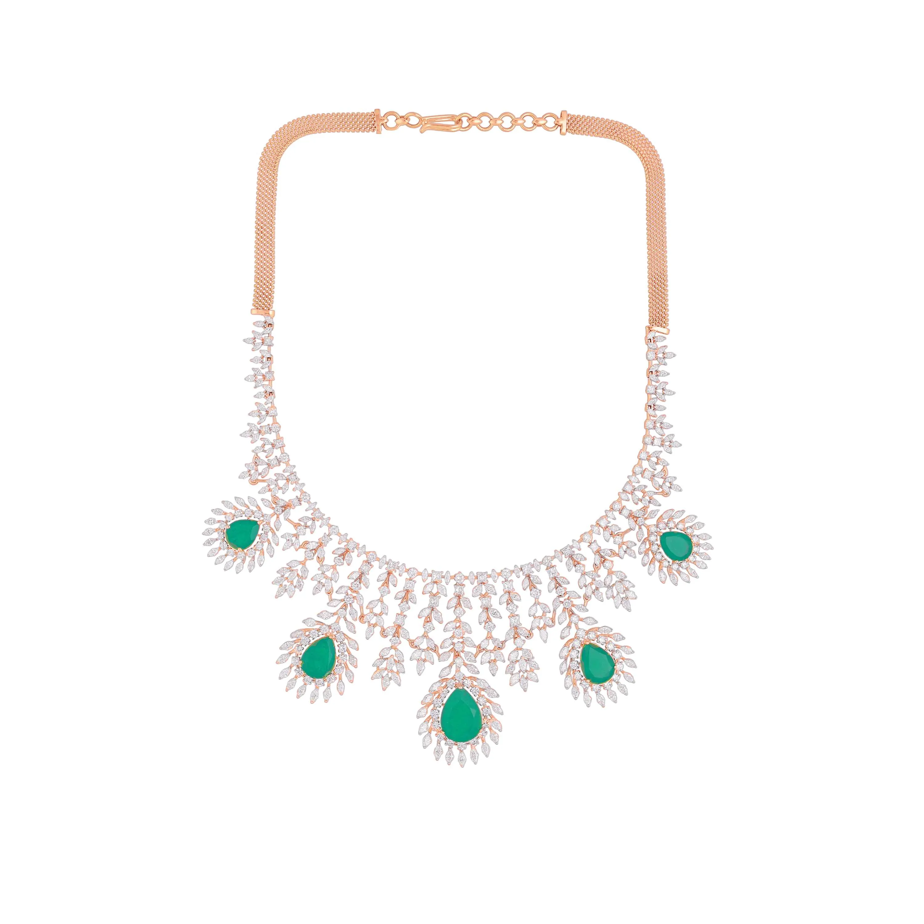 Glamorously Detailed And Diamond Studded 18KT Rose Gold Necklace