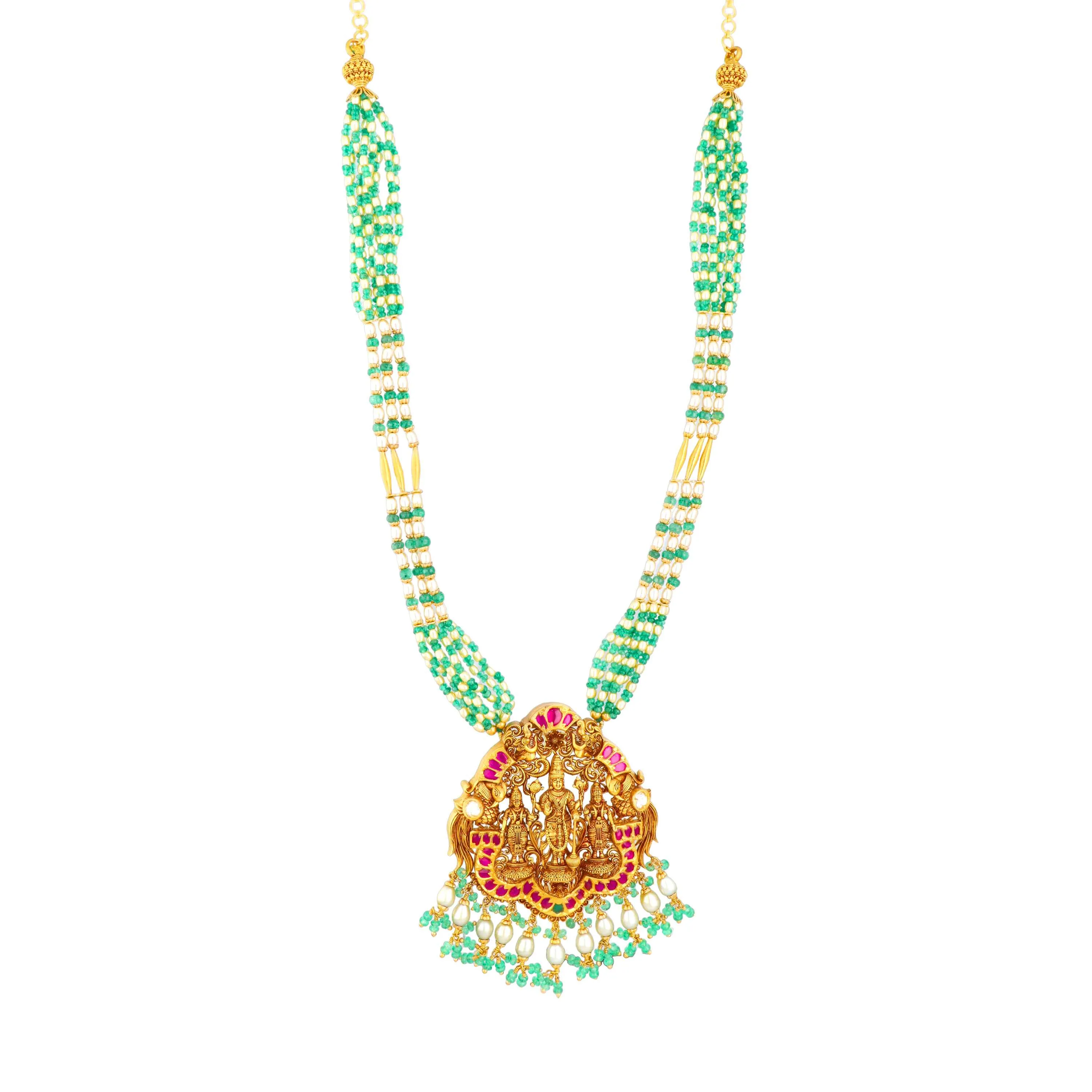 Divinely Detailed Maha Vishnu With Sri Devi And Bhoo Devi 22KT Gold ...