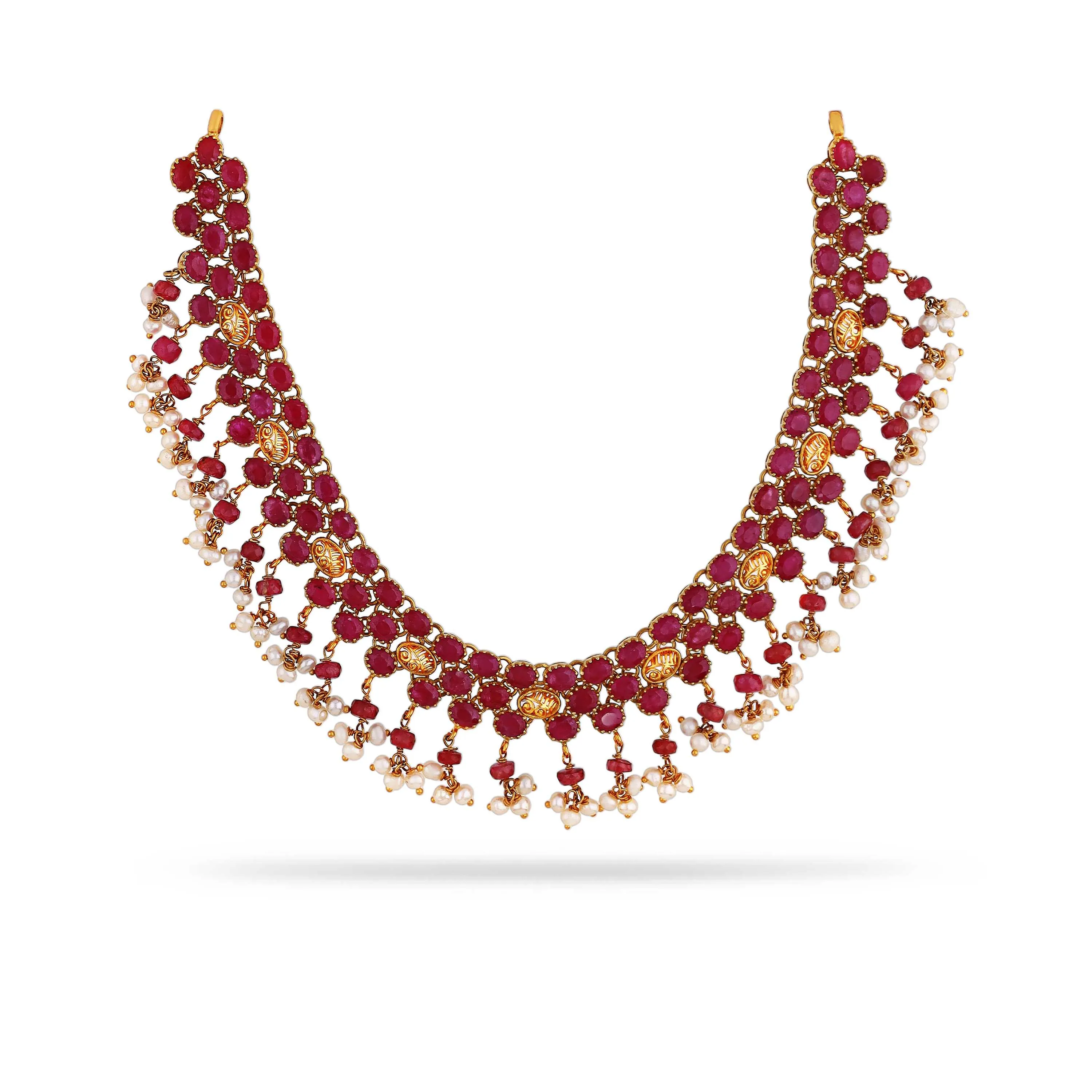 Fancy Finely Detailed And Ruby Crafted 22KT Gold Necklace
