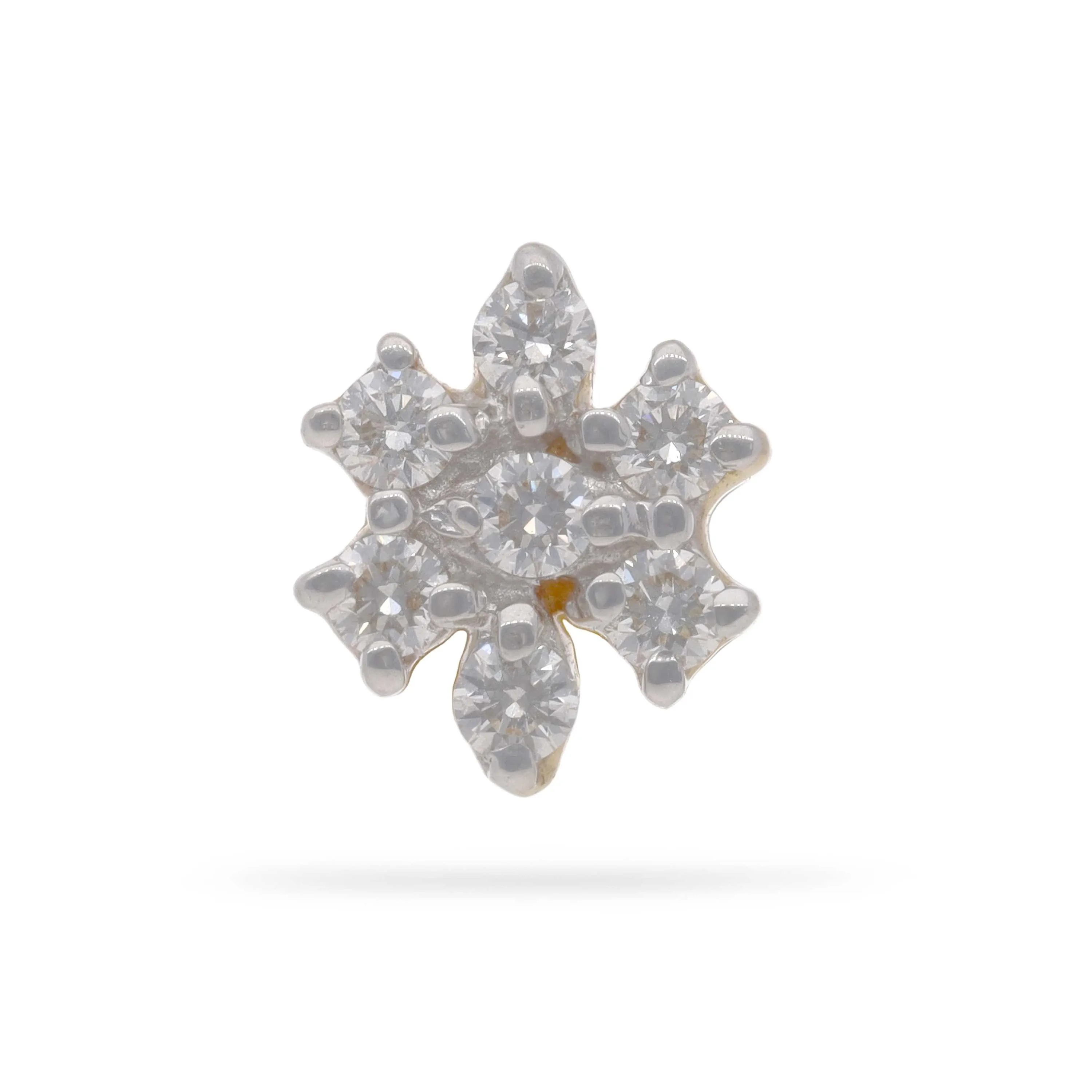 Traditionally Crafted And Diamond Studded 18KT Yellow Gold Nose Stud