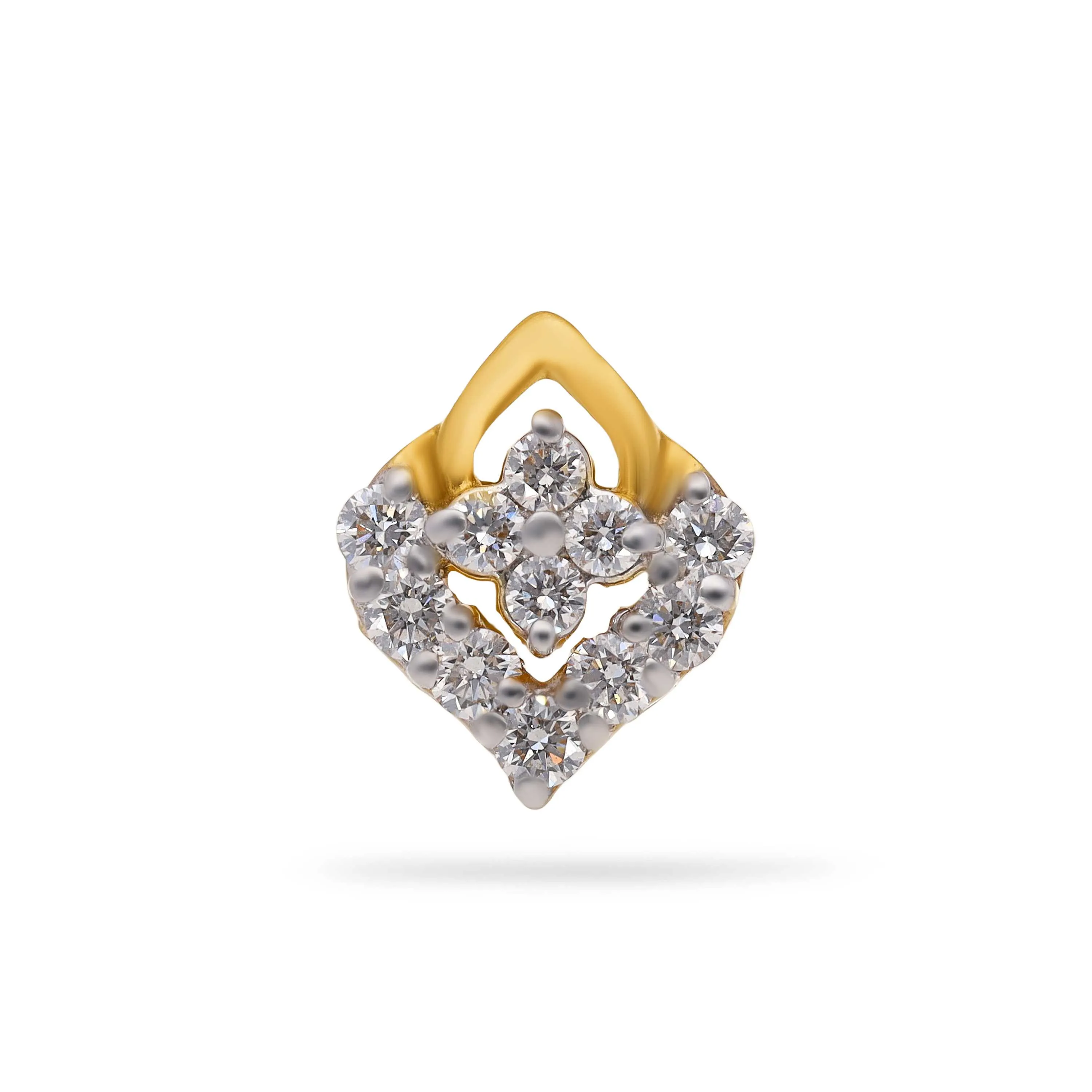Traditionally Crafted And Diamond Studded 18KT Yellow Gold Nose Stud