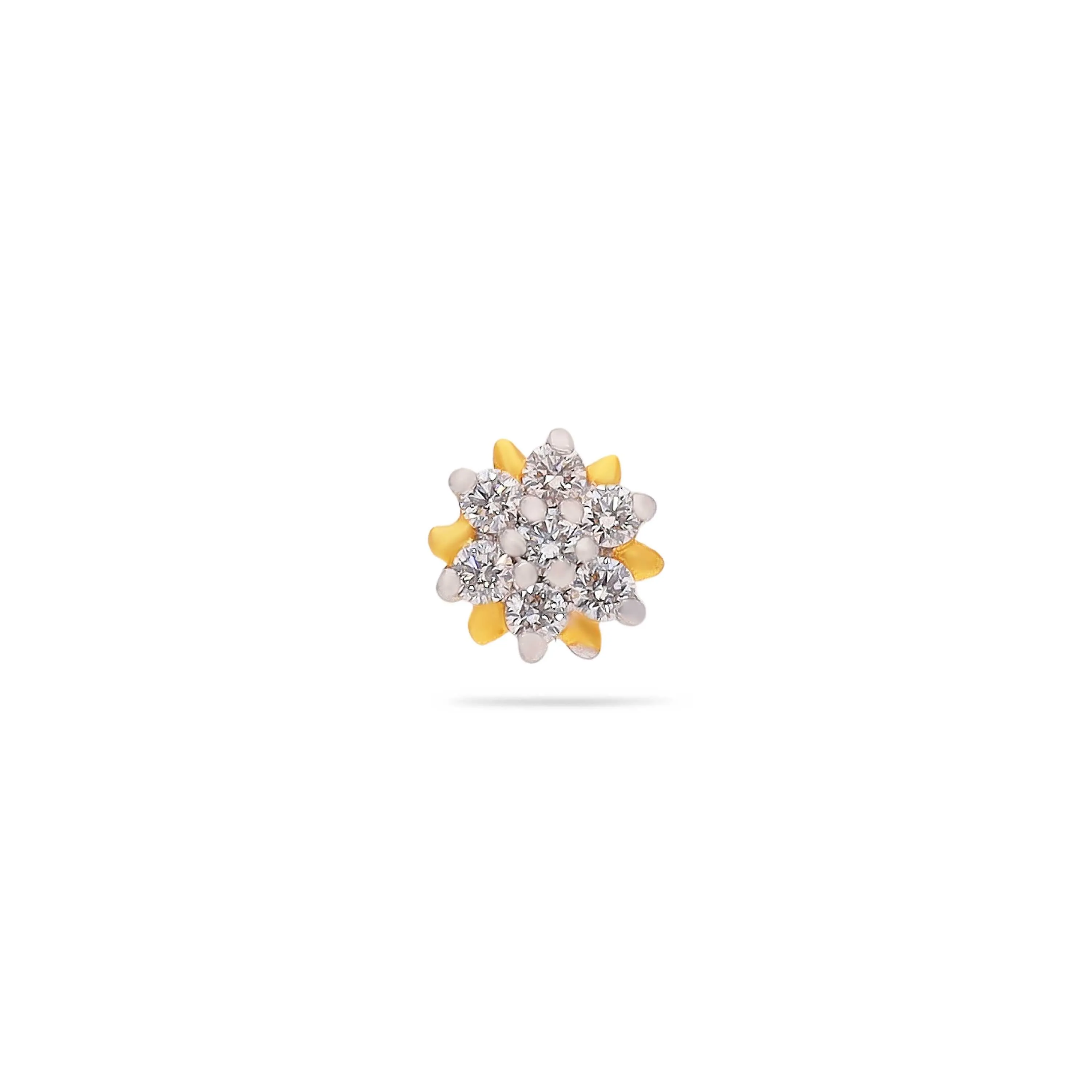 Charmingly Detailed And Diamond Studded 18KT Yellow Gold Nose Studs