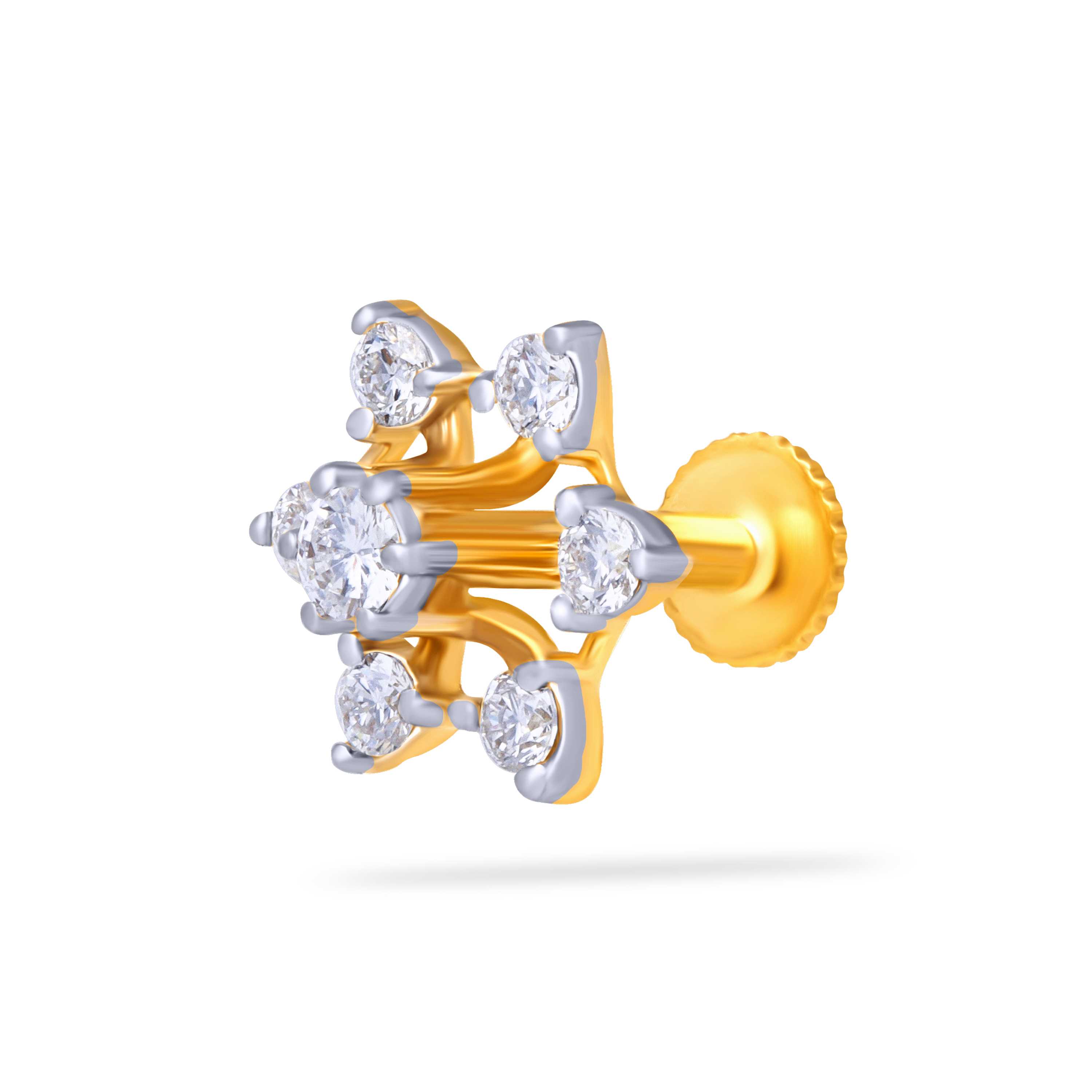 18K Yellow Gold Diamond Nosepin for Women