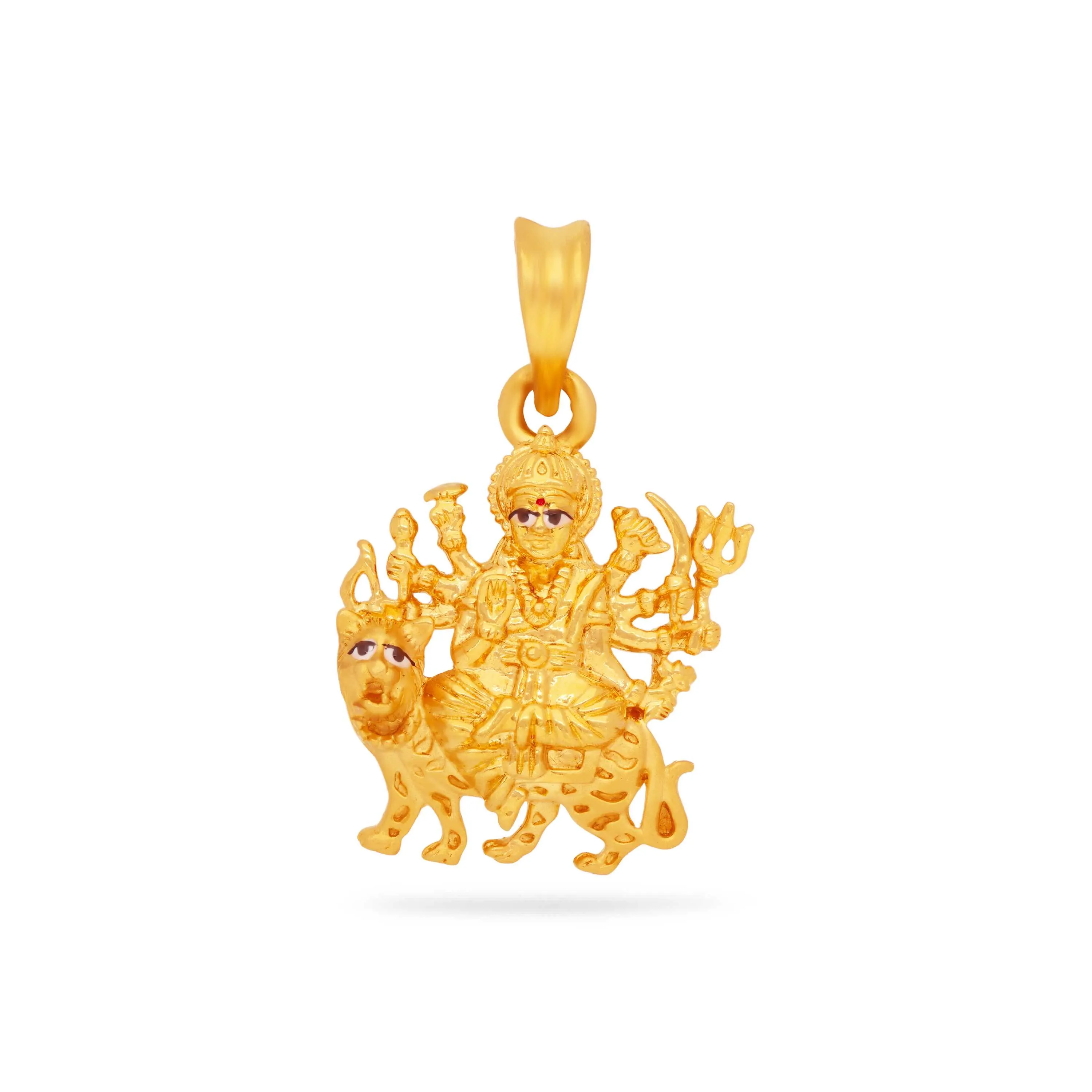 Traditionally Crafted And Matte Finished 22KT Gold Durga Devi Locket