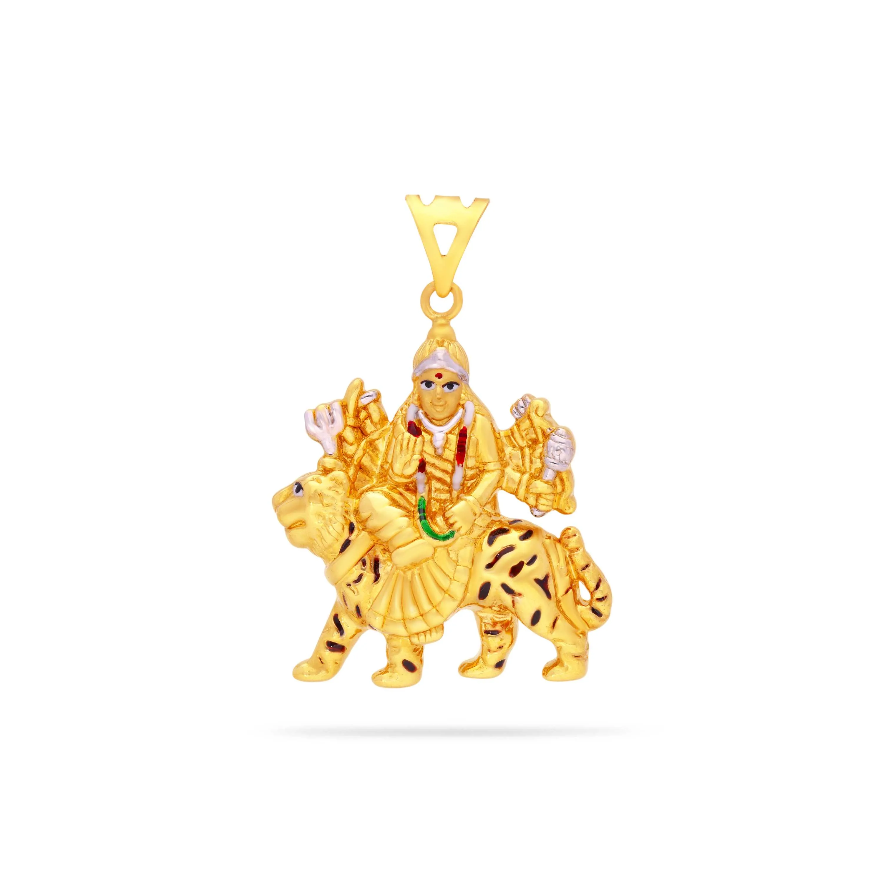 Enamel Worked And Detailed 22KT Gold Durga Devi Locket