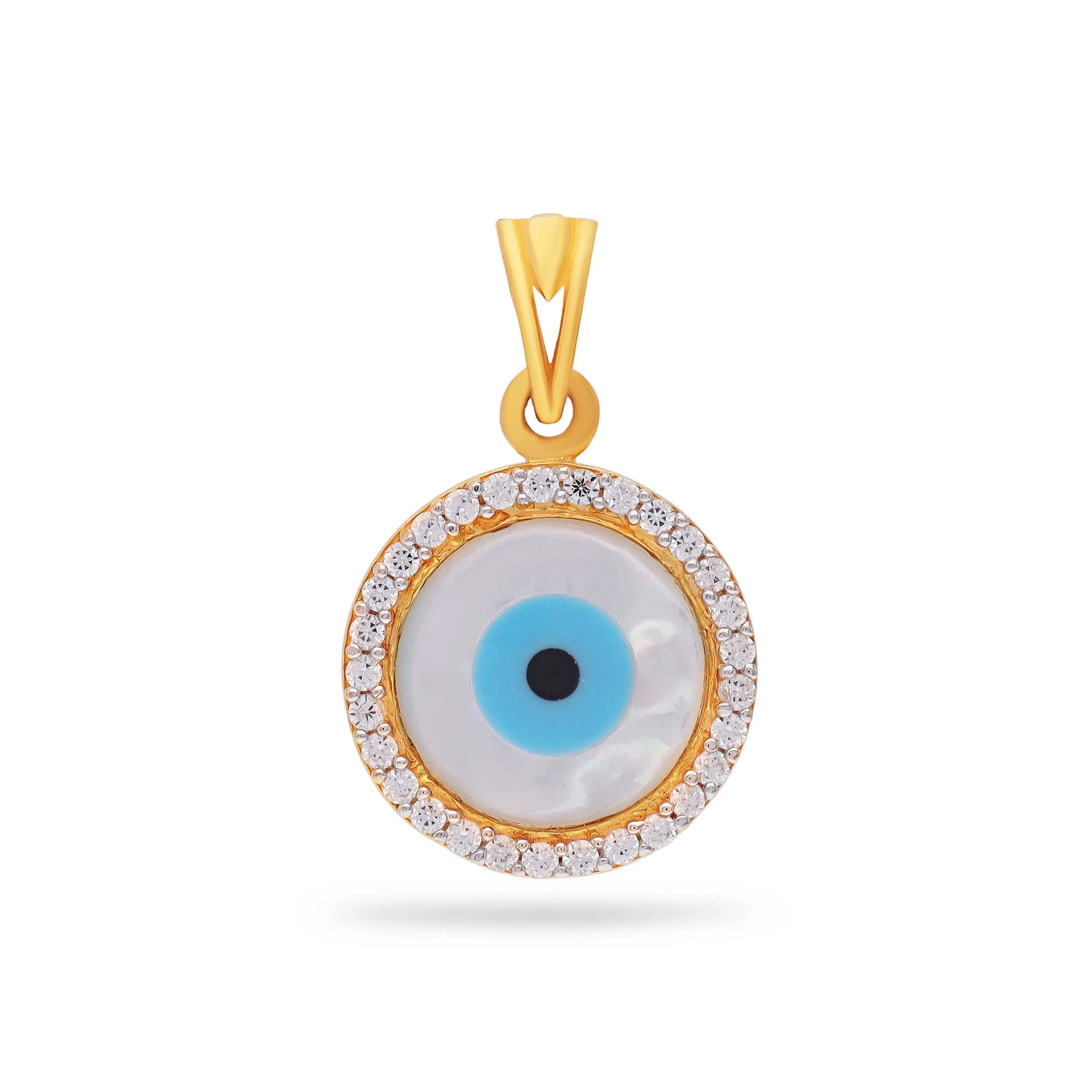 Charmingly Detailed And Studded 22KT Gold Evil Eye Locket