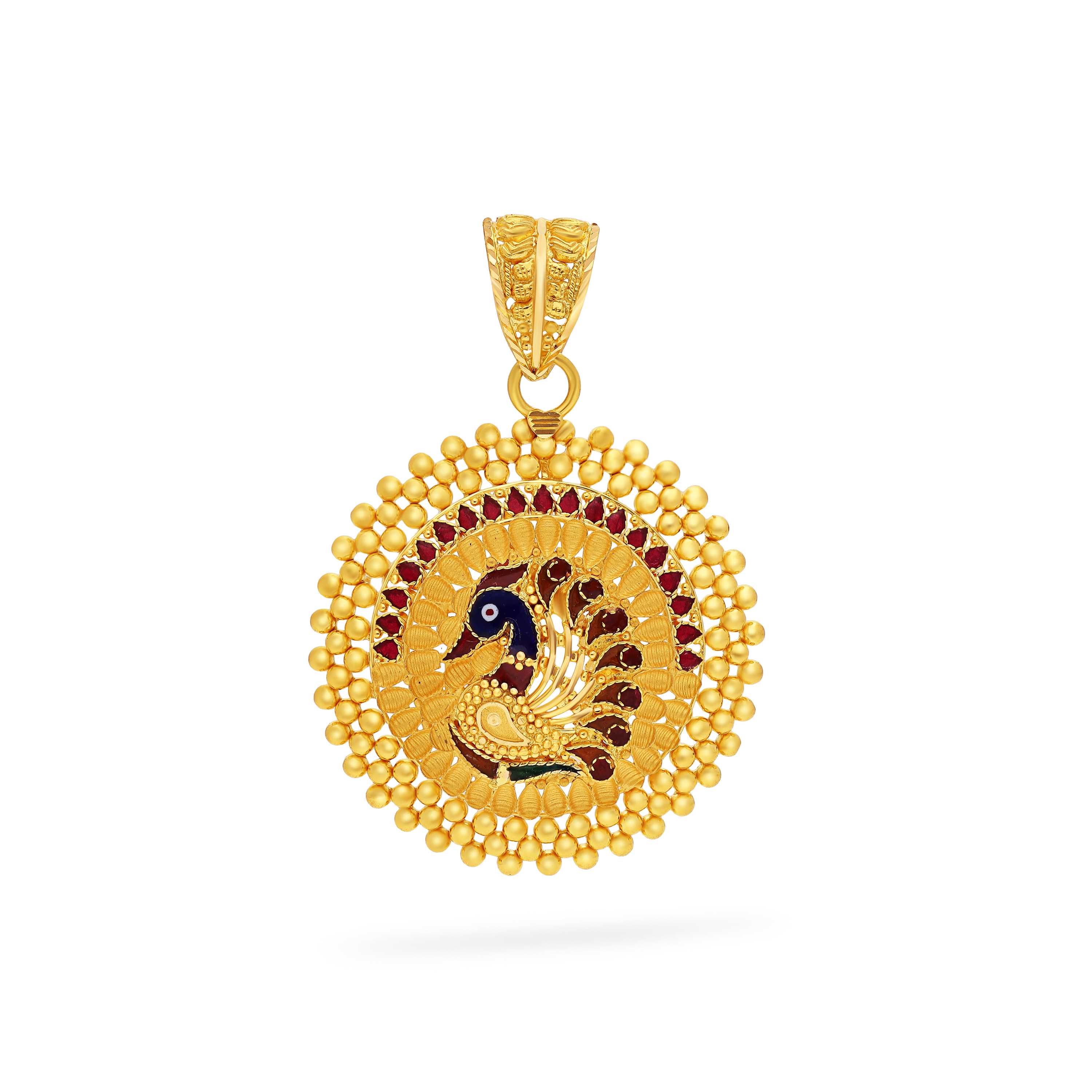 Specially Crafted And Enamel Worked Peacock 22KT Gold Locket