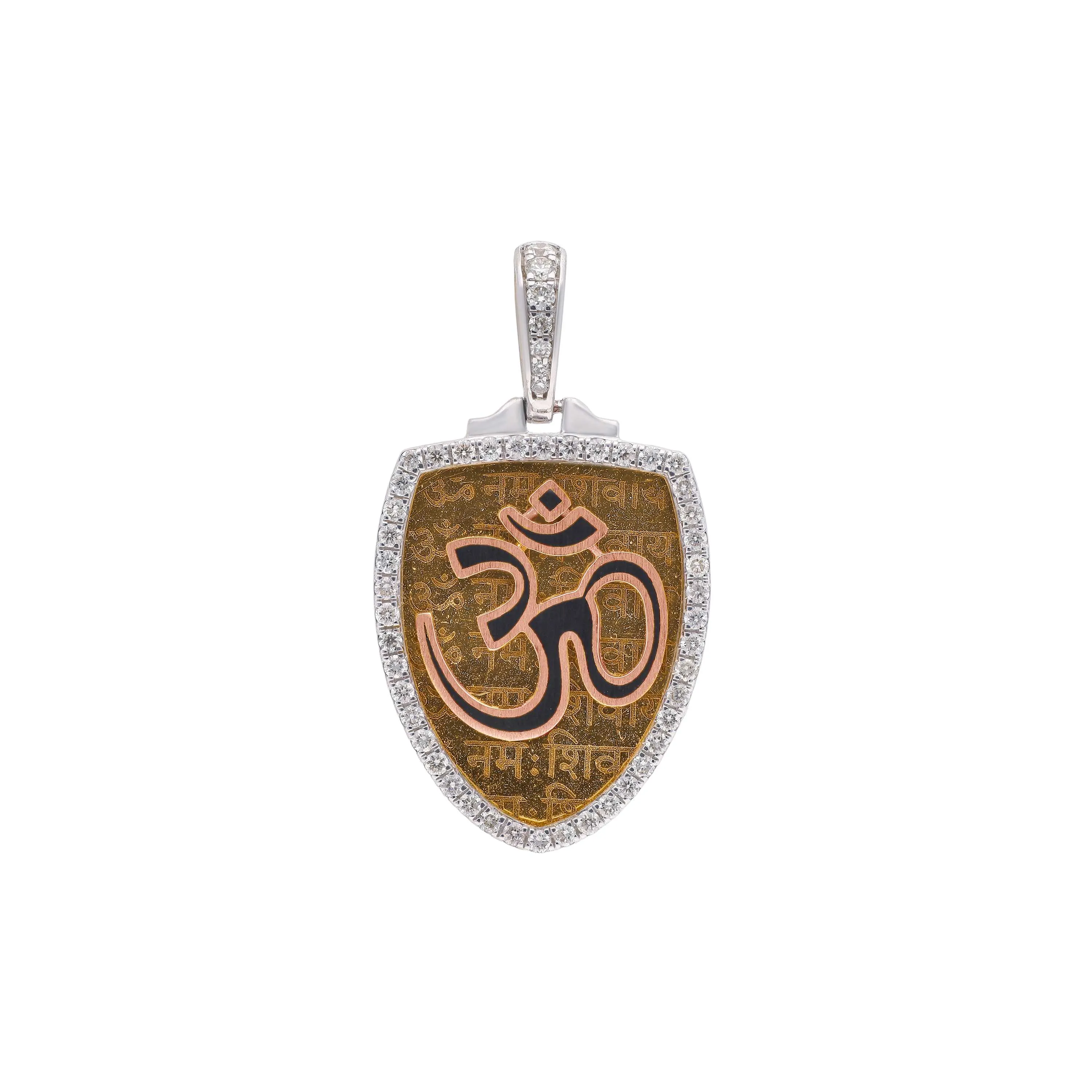 Divinely Detailed And Diamond Studded Om 18KT Rose Gold Locket