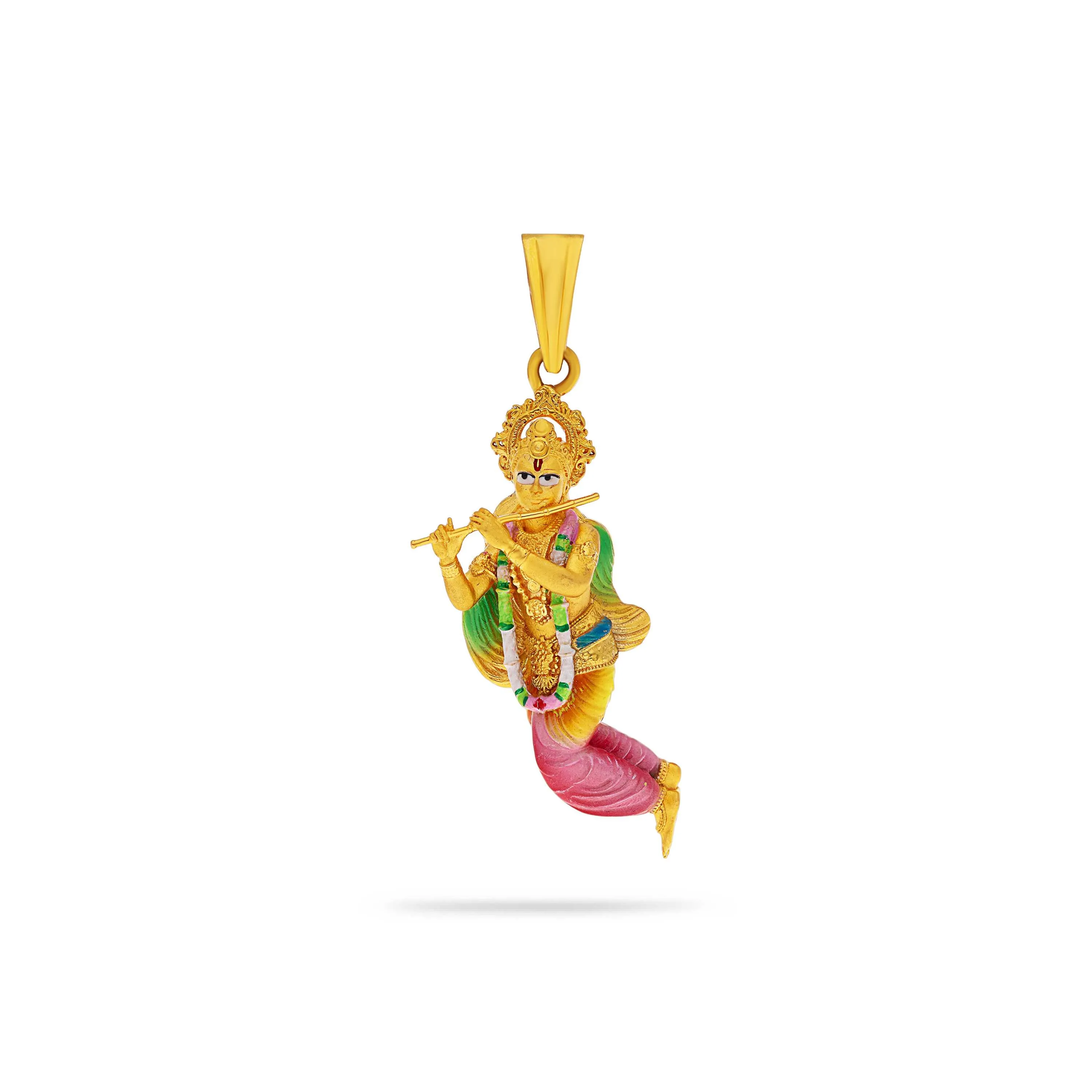 Specially Crafted And Enamel Worked 22KT Gold Sri Krishna Locket