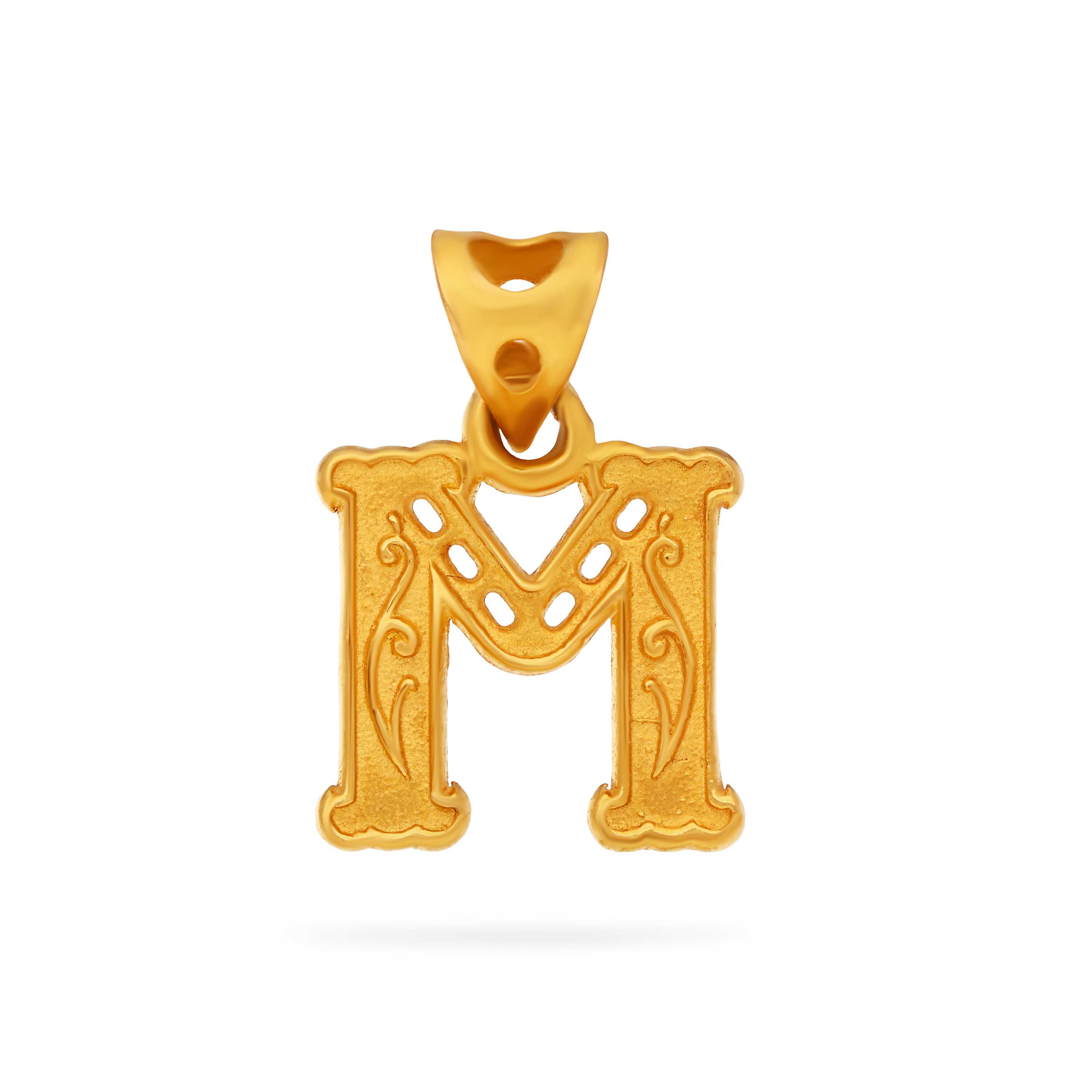 Gorgeously Detailed And Matte Finished Alphabet M 22KT Gold Locket