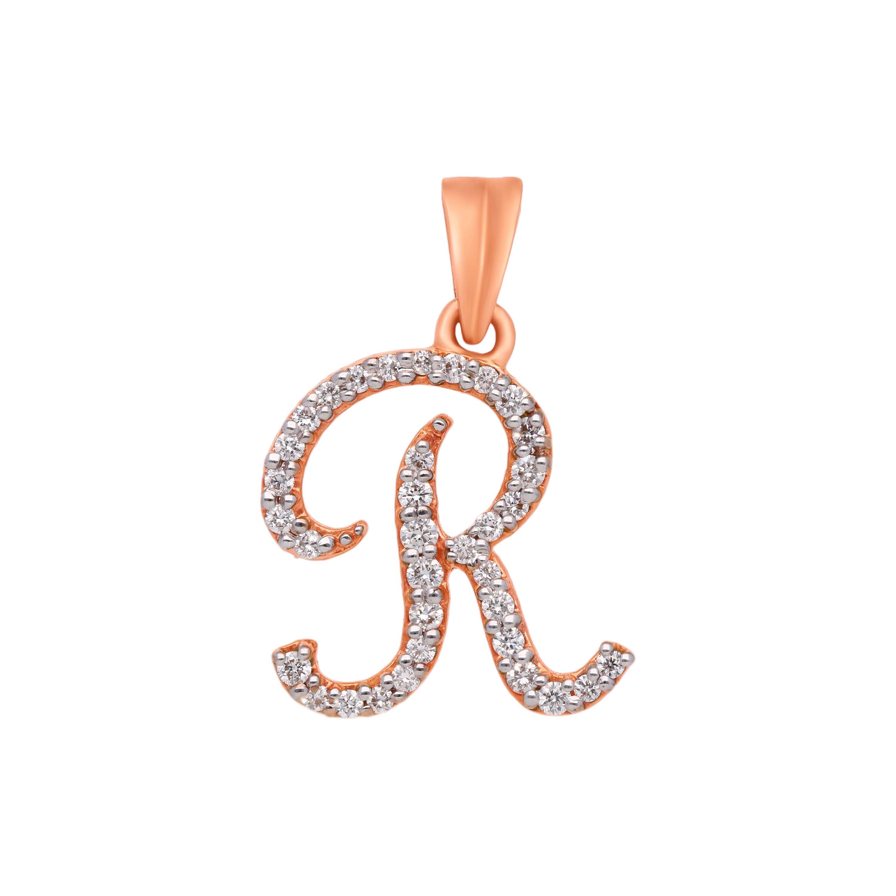 One Of Its Kind Diamond Studded Alphabet R 18KT Rose Gold Locket