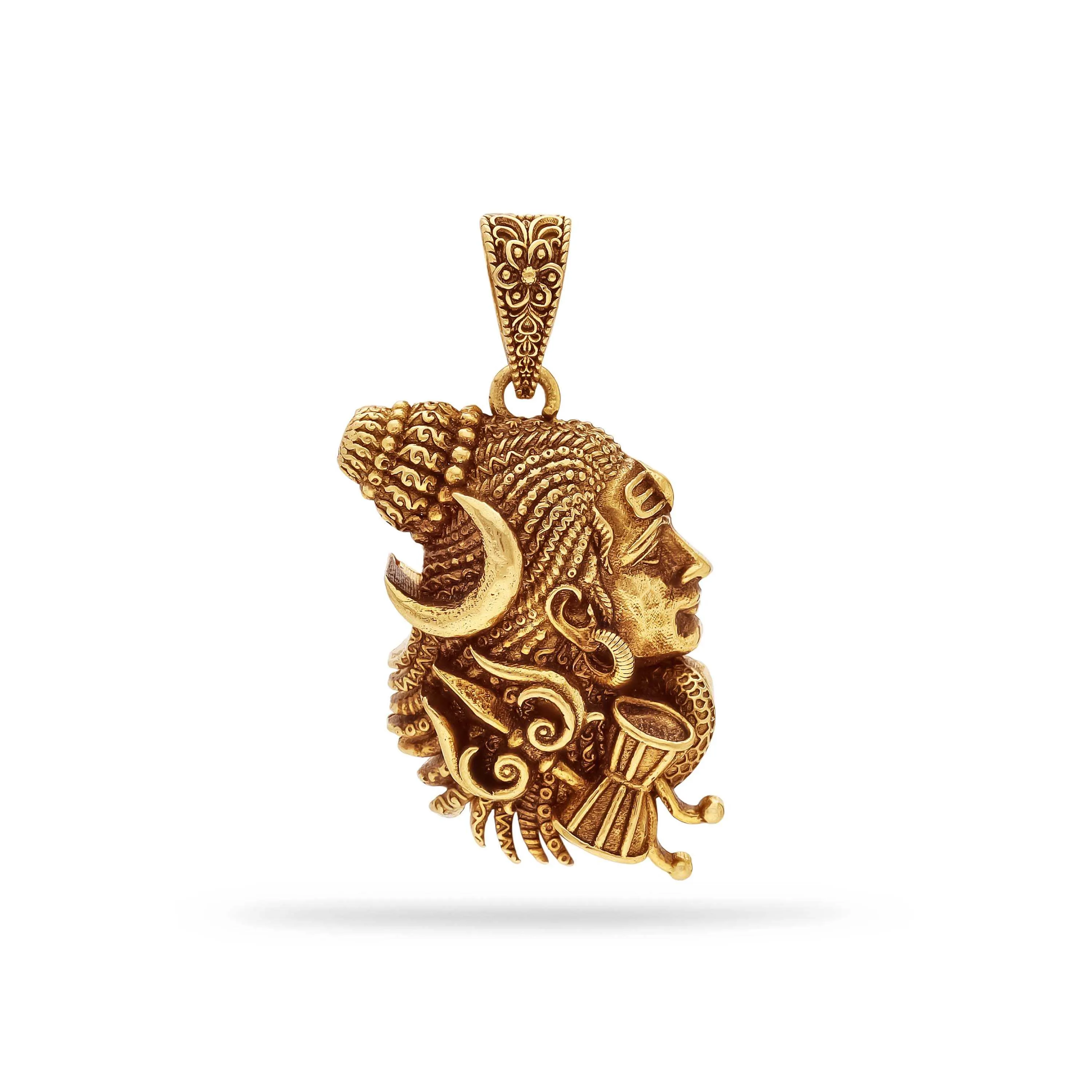 Divinely Detailed And Antique Finished 22KT Gold Shiva Locket
